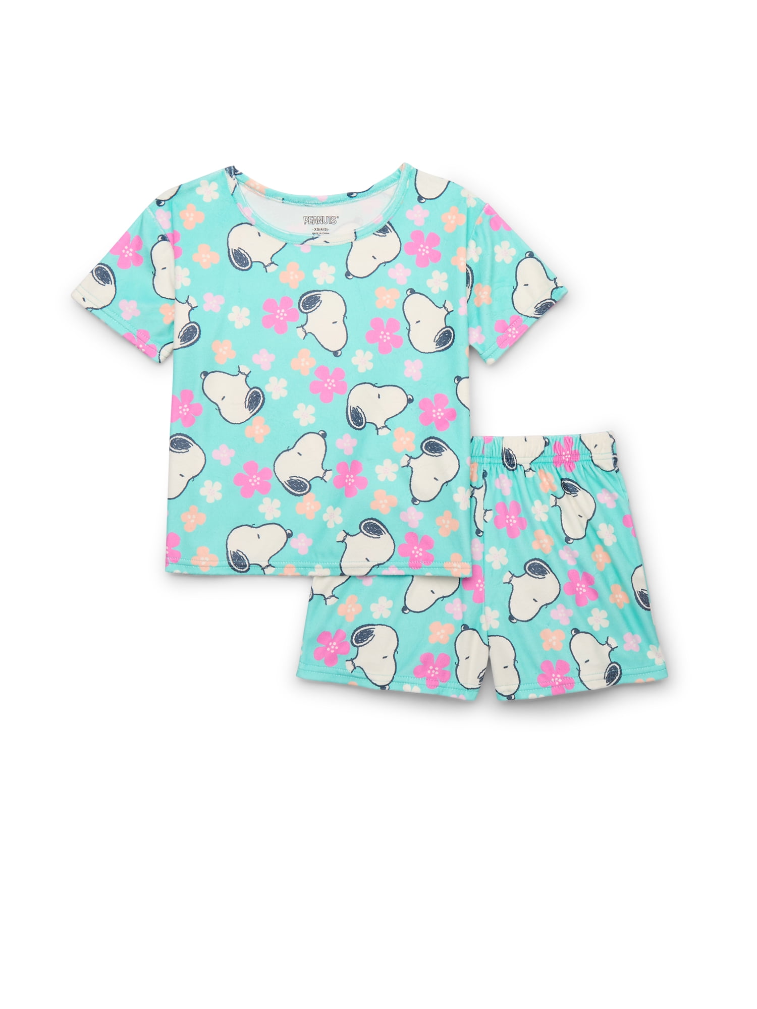 Peanuts Girls Snoopy Short Sleeve Top and Shorts Pajama Set, 2-Piece, Sizes 4-12 - Walmart.com