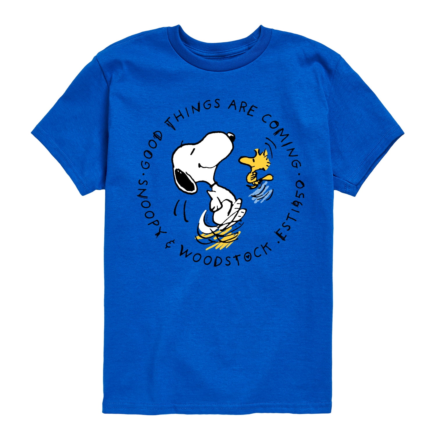 Peanuts - Good Things Are Coming Circle - Youth Short Sleeve Tee ...