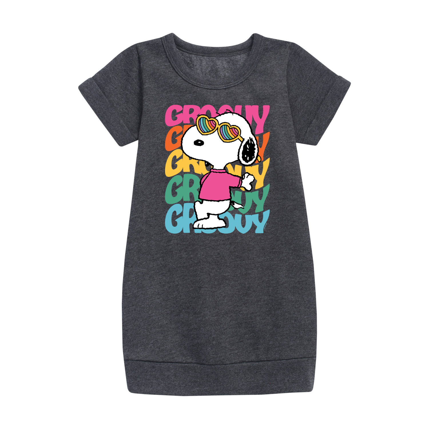 Peanuts - Groovy Stacked - Toddler And Youth Girls Fleece Dress ...