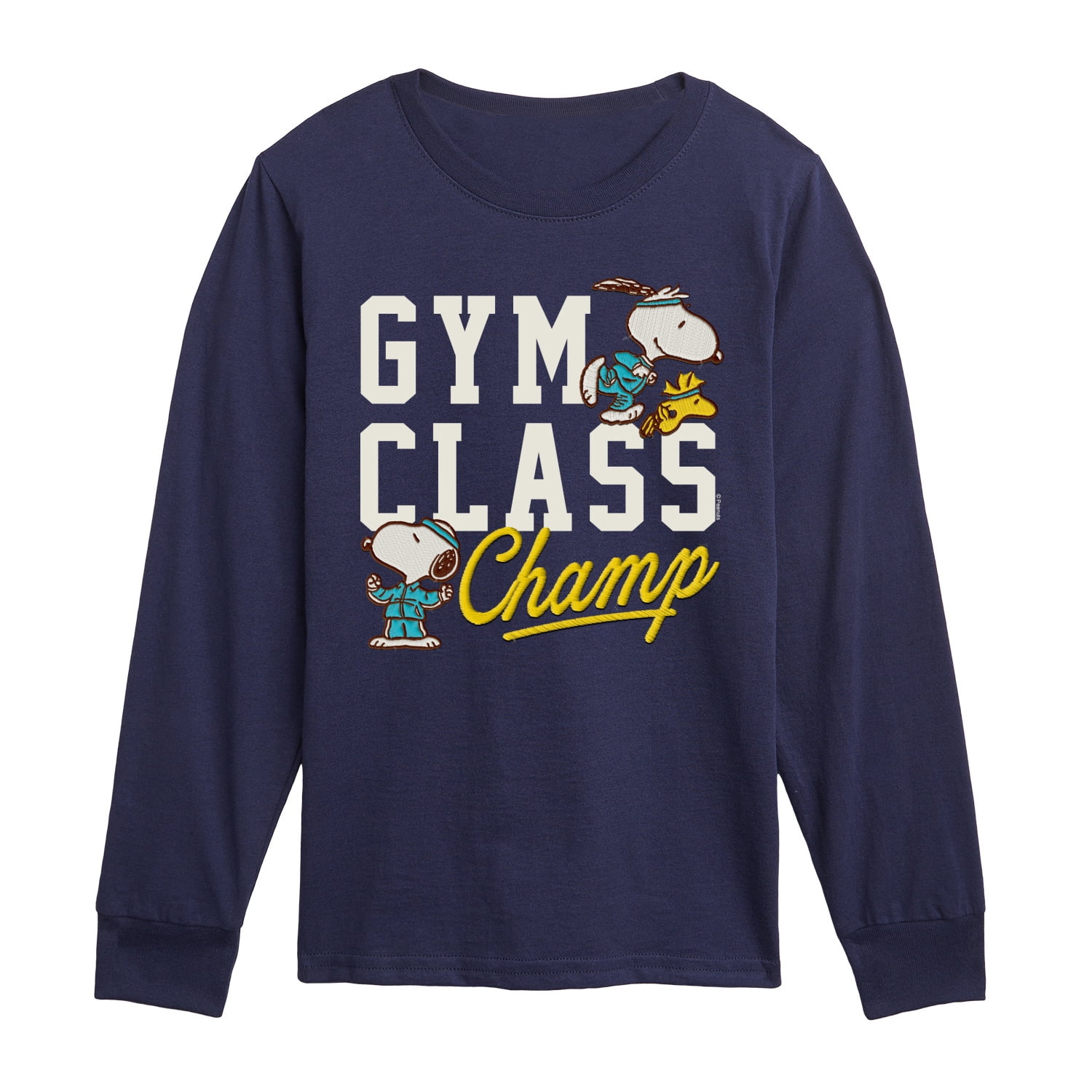 Peanuts - Gym Class Champ Faux Patch - Youth Boys Long Sleeve Graphic T ...