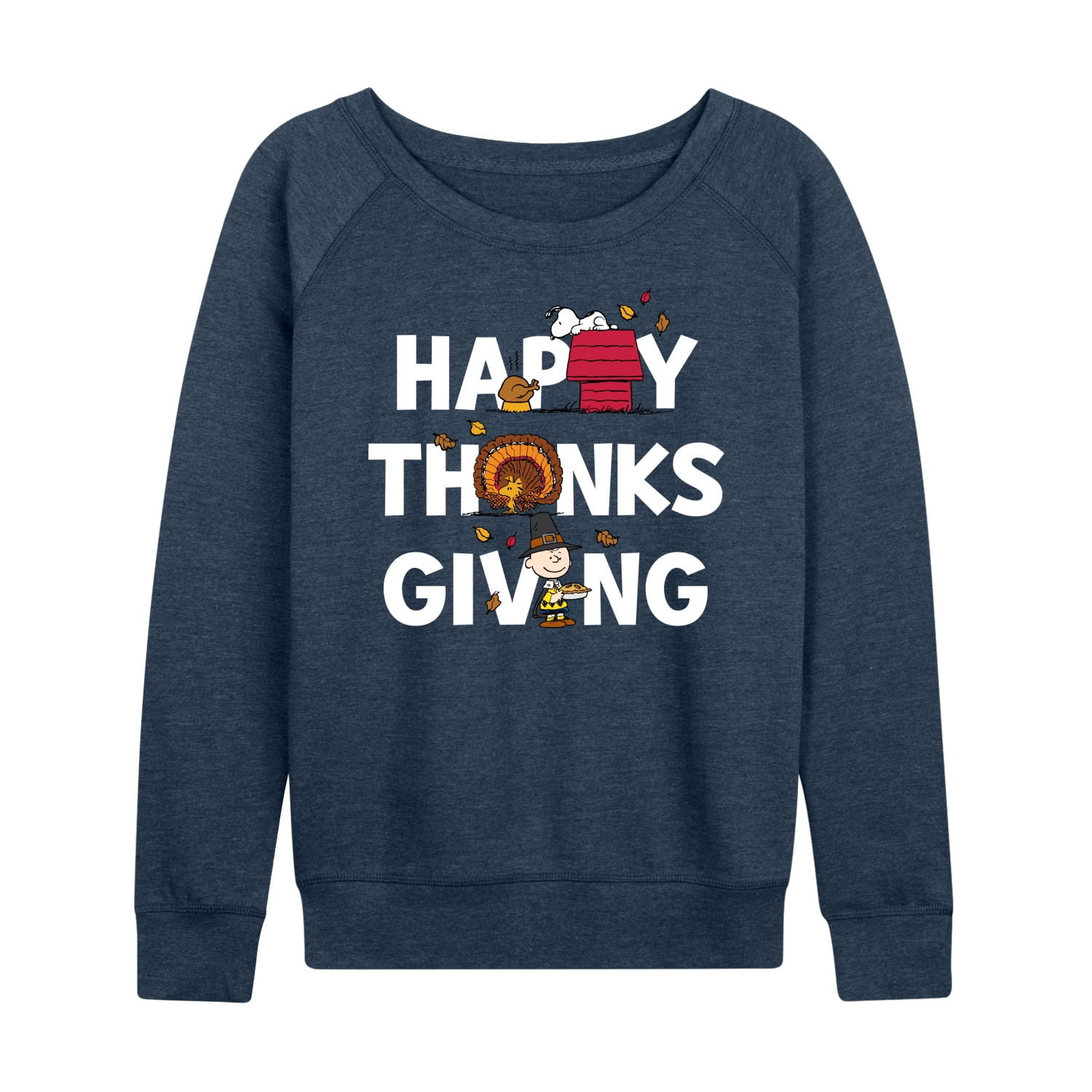 Peanuts - Happy Thanksgiving Icons - Women's Lightweight French Terry Pullover - Walmart.com