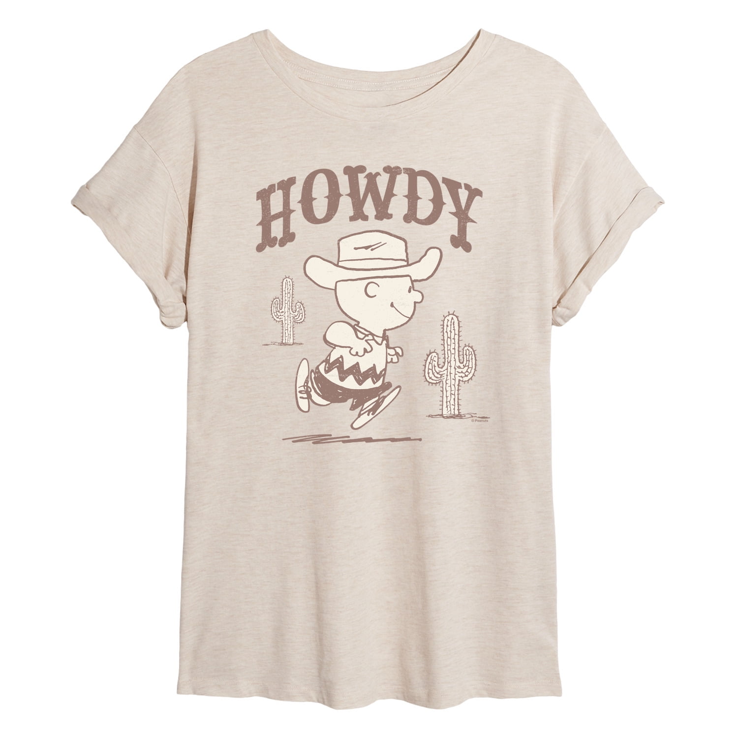 Peanuts - Howdy Charlie Brown-Womens Oversized Graphic T-Shirt ...