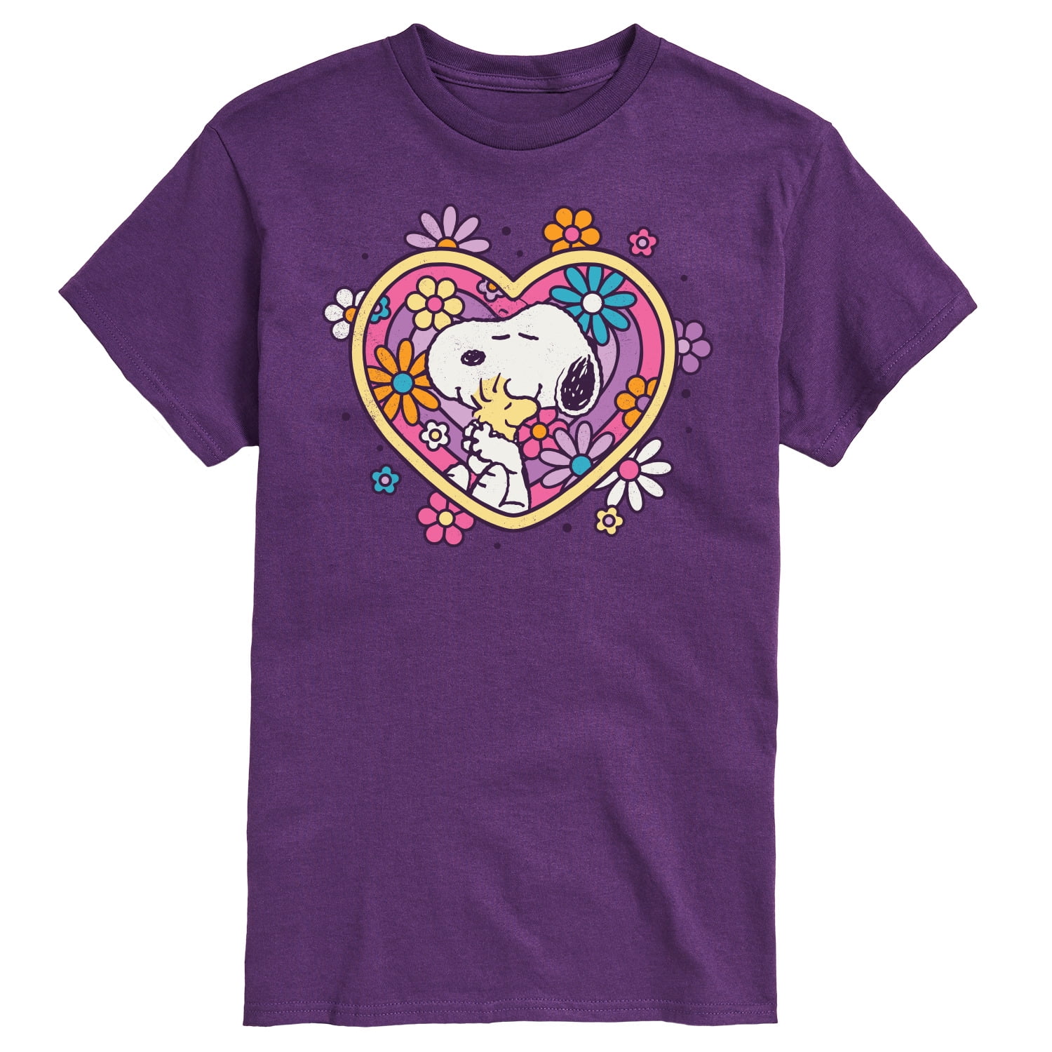 Peanuts - Hug Heart Flower - Men's Short Sleeve Graphic T-Shirt - Walmart.com