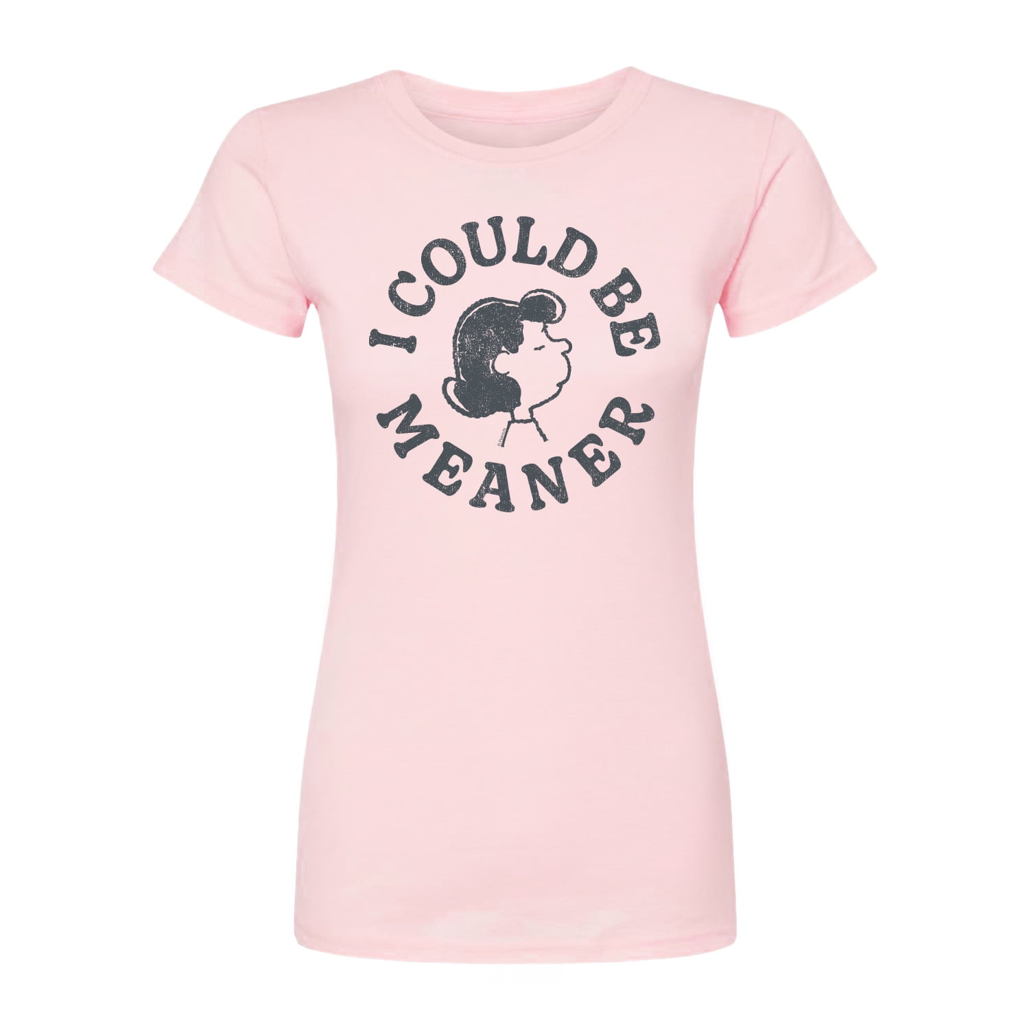 Peanuts - I Could Be Meaner Lucy - Juniors Fitted Graphic T-Shirt ...