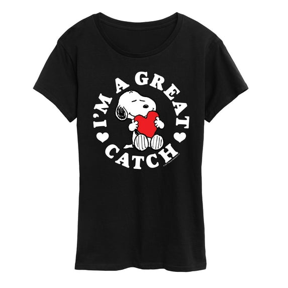 Peanuts - I'm a Great Catch - Women's Short Sleeve Graphic T-Shirt ...