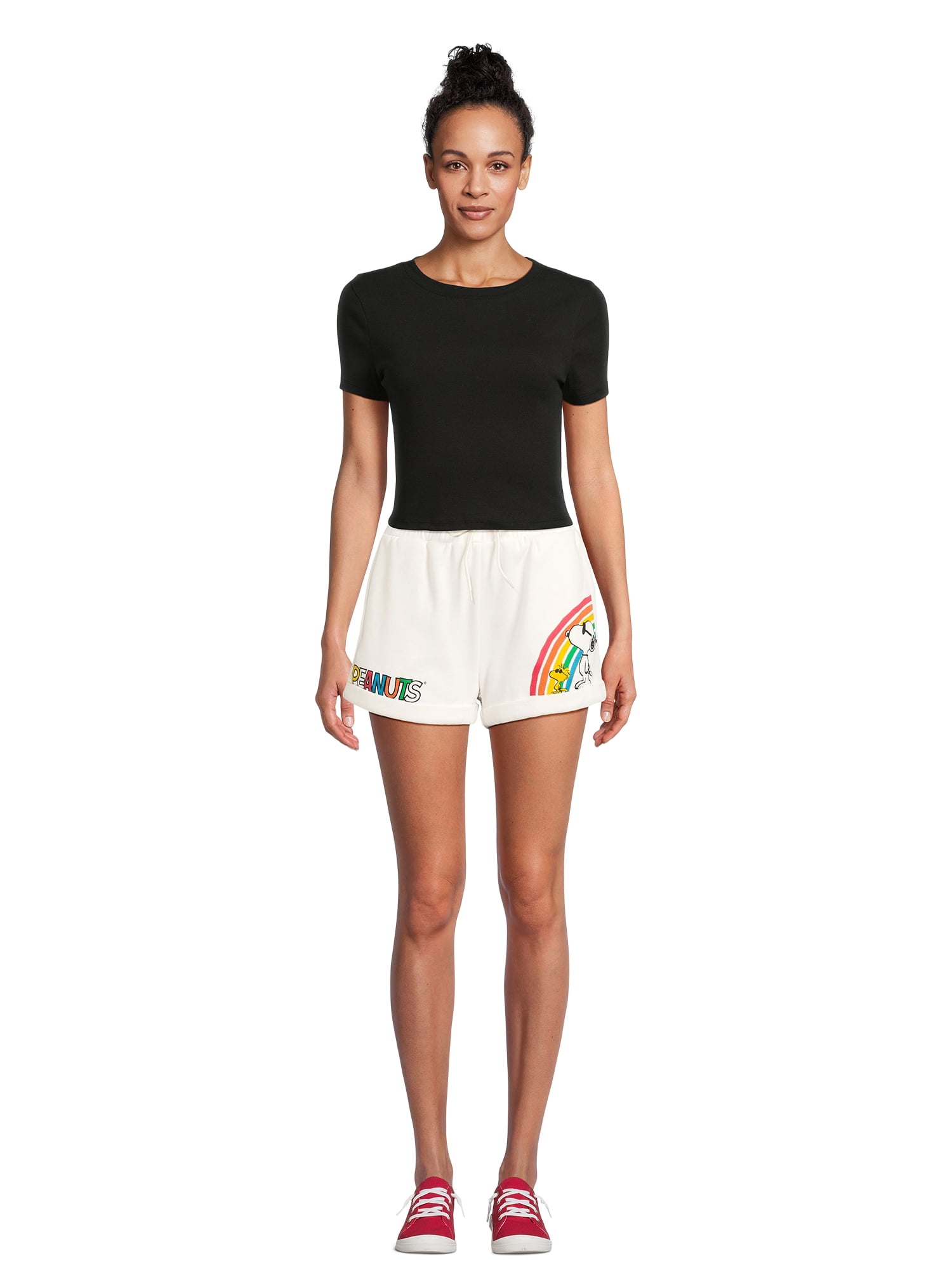 LICENSE Peanuts Juniors Graphic Print Pull-On Shorts, XS-XXXL, Soft ...