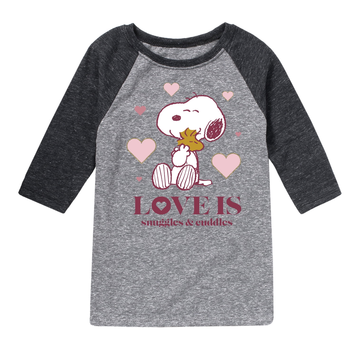 Peanuts - Love Is Snuggles And Cuddles - Toddler And Youth Raglan ...