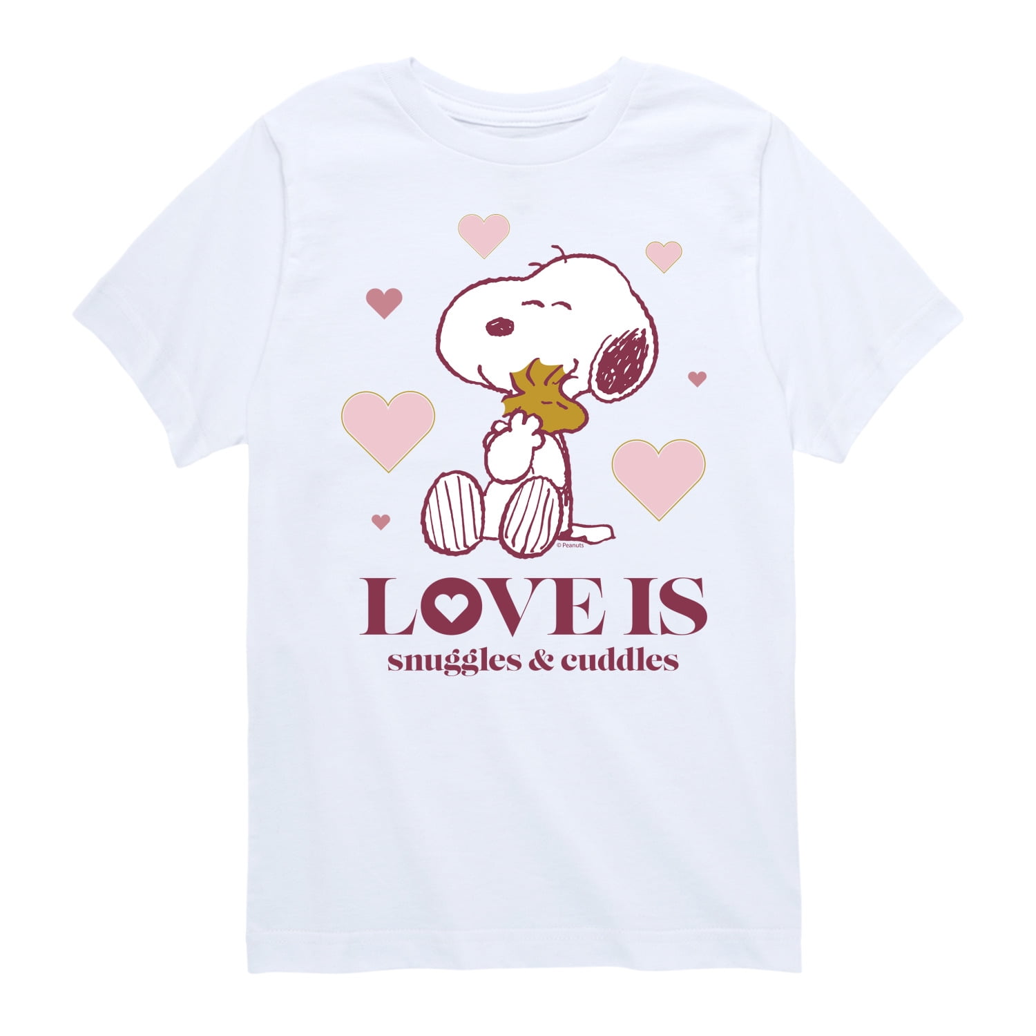 Peanuts - Love Is Snuggles And Cuddles - Toddler And Youth Short Sleeve Graphic T-Shirt ...