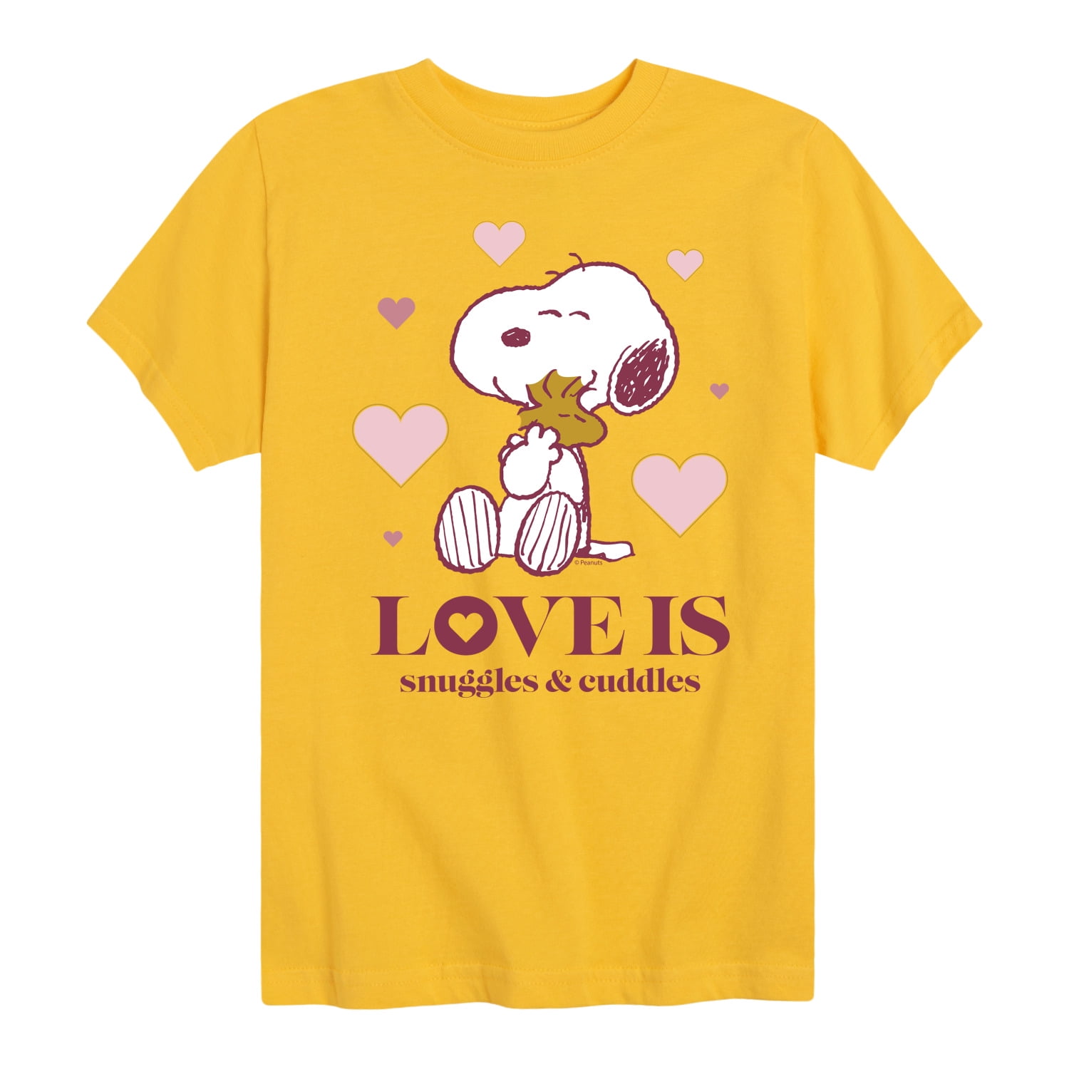 Peanuts - Love Is Snuggles And Cuddles - Toddler And Youth Short Sleeve Graphic T-Shirt ...