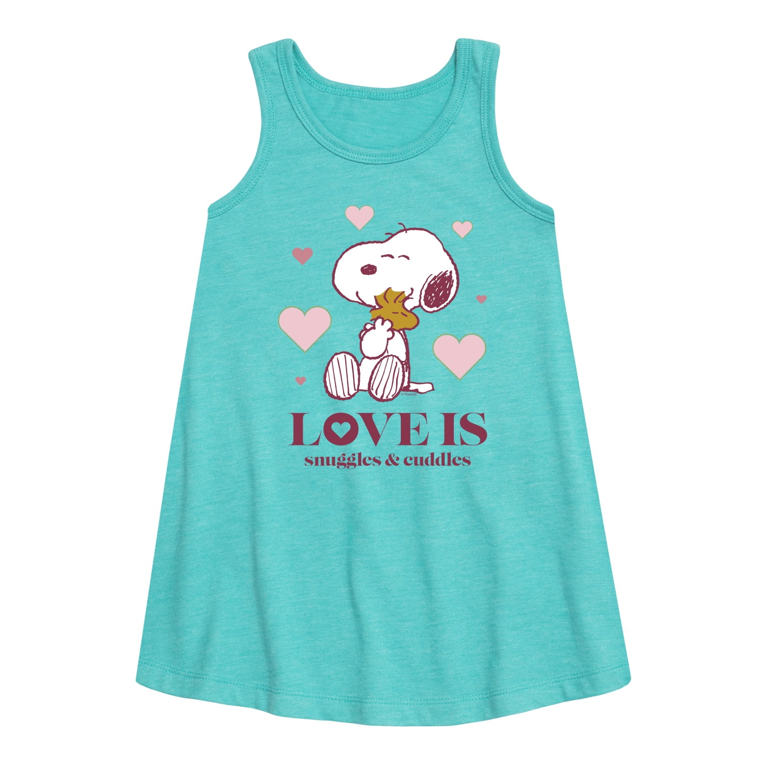Peanuts - Love Is Snuggles And Cuddles - Toddler and Youth Girls A-line ...