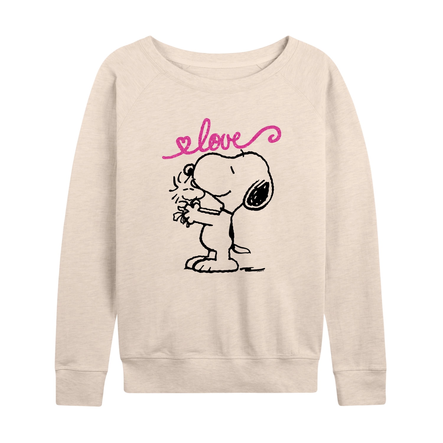 Peanuts - Love Snoopy and Woodstock - Women's French Terry Long Sleeve ...