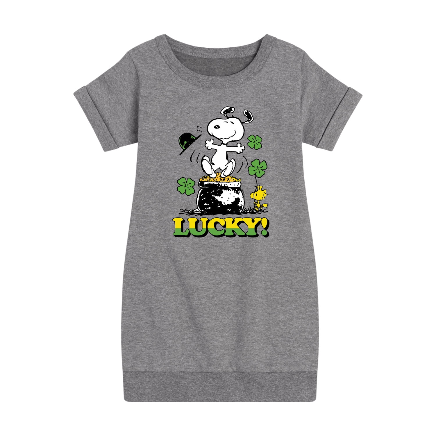 Peanuts - Lucky Snoopy - Toddler And Youth Girls Fleece Dress - Walmart.com