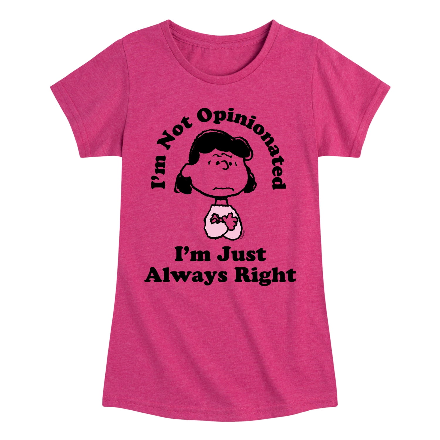 Peanuts - Lucy Im Always Right - Toddler & Youth Girls Short Sleeve ...