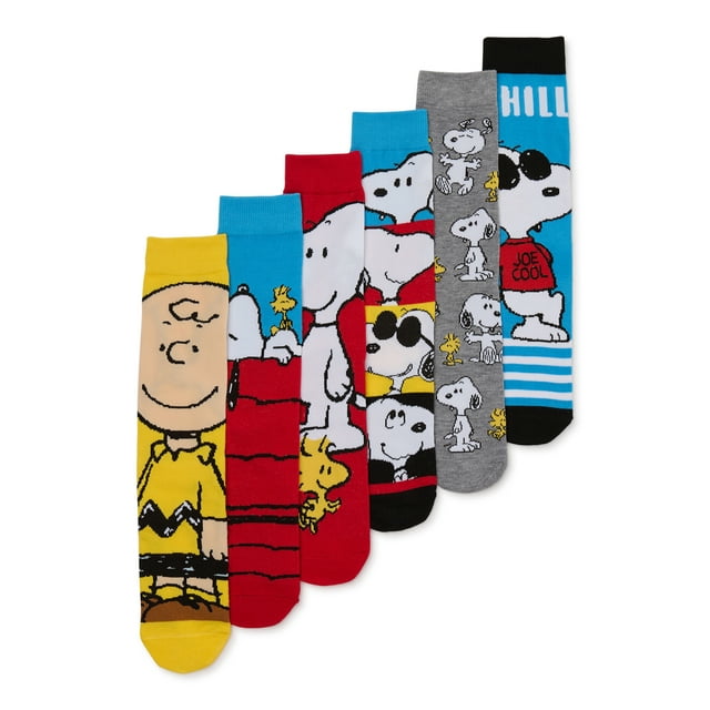 Peanuts Mens Crew Socks, 6-Pack - Walmart.com