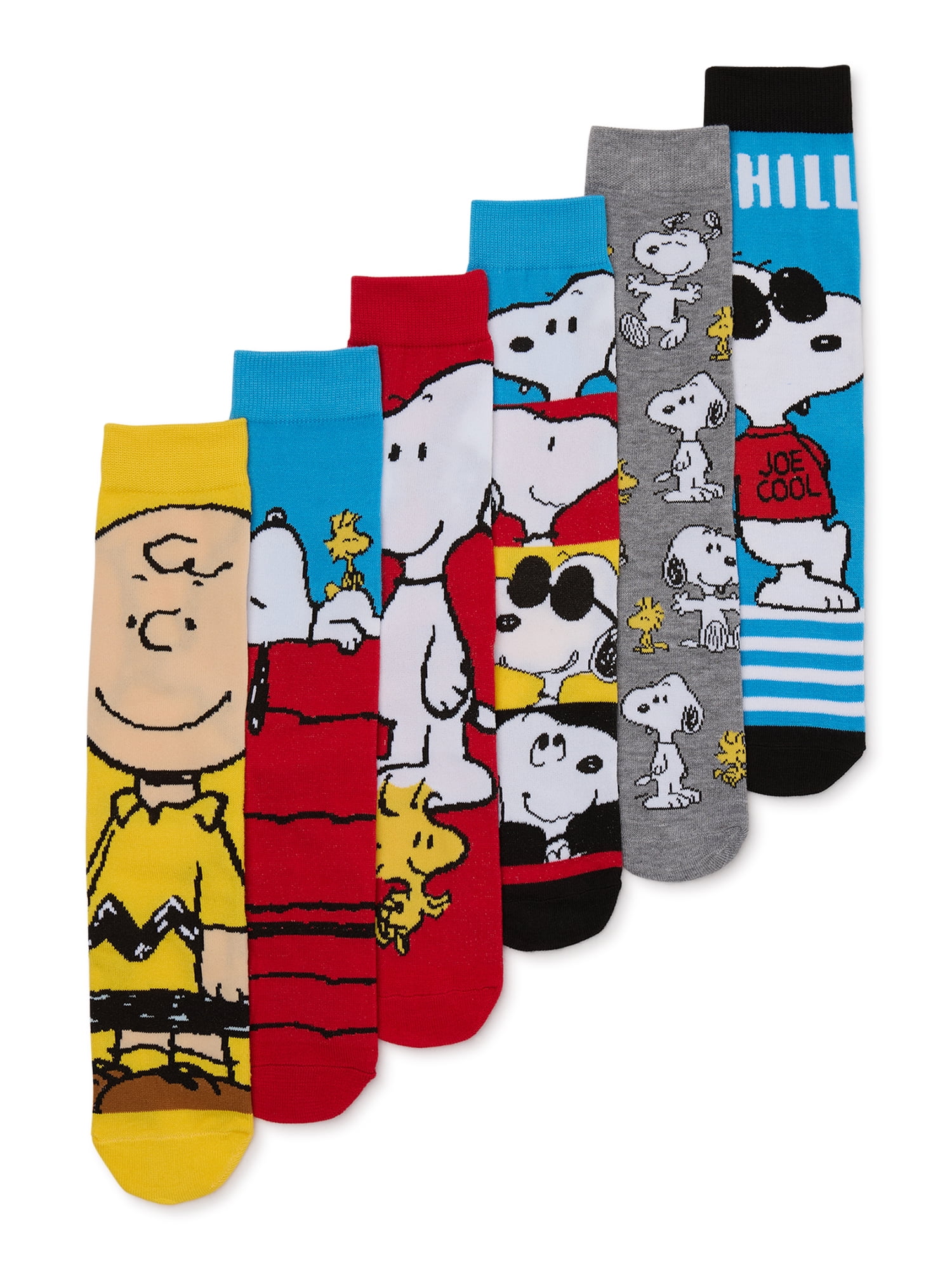 Peanuts Mens Crew Socks, 6-Pack - Walmart.com