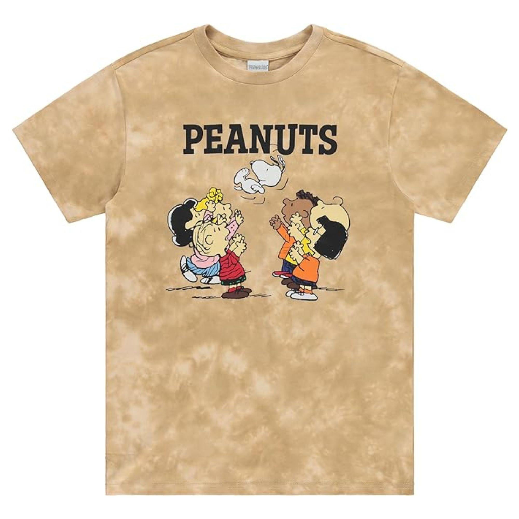 Peanuts Mens T-shirt, Classic Cartoon Peanuts Snoopy Shirt Brown Wash ...