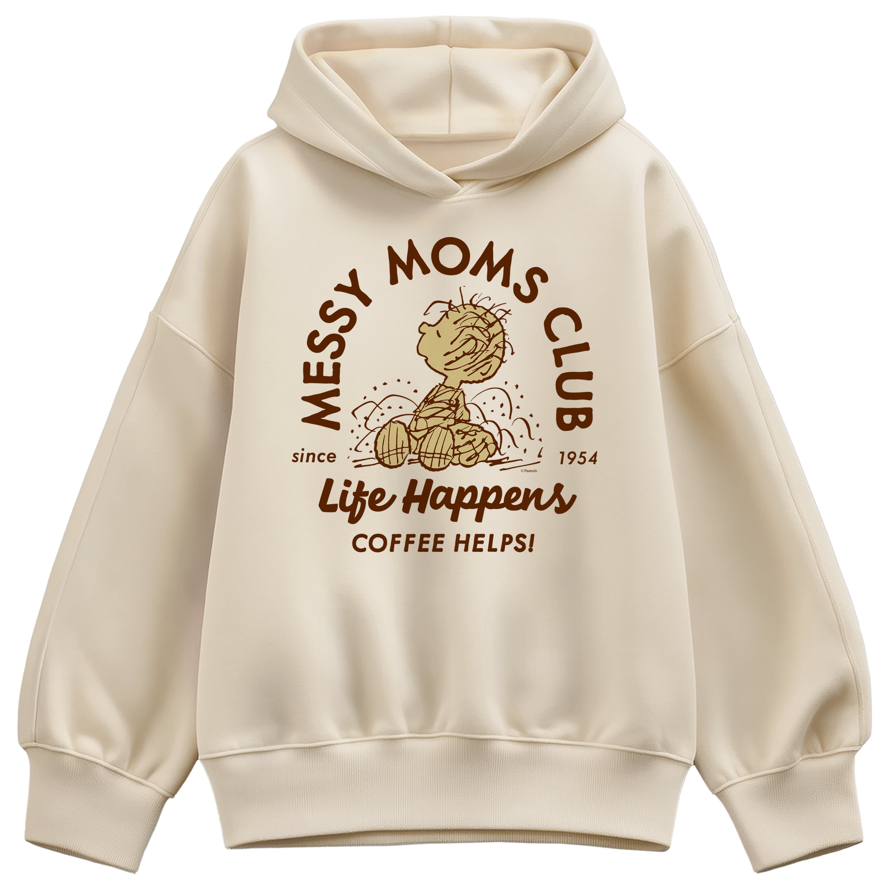 Peanuts - Messy Moms Club - Women's Oversized Fleece Hoodie Sweatshirt ...