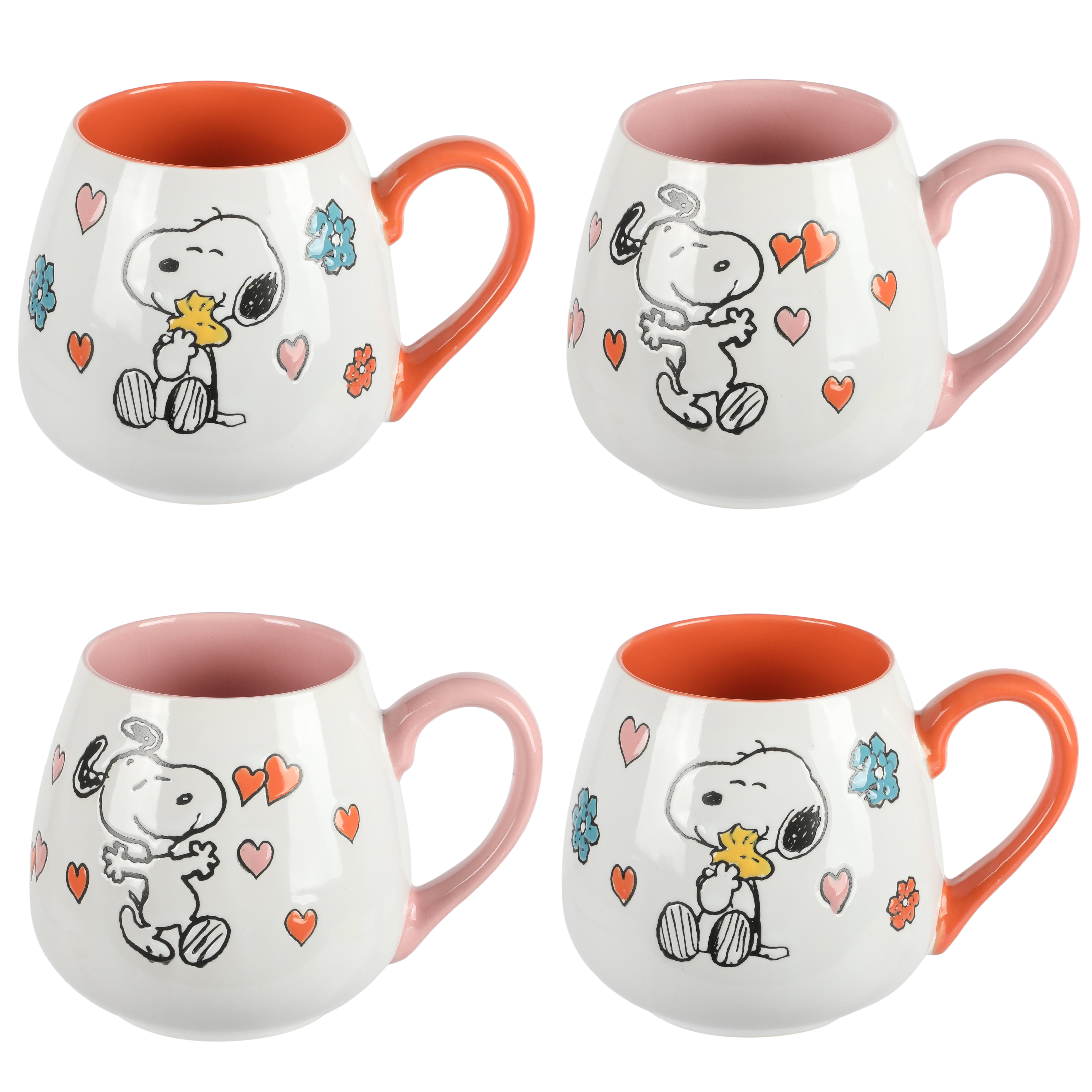 Peanuts Mothers Baby 4 Pack Large 20 oz Belly Shaped Stoneware Mugs ...