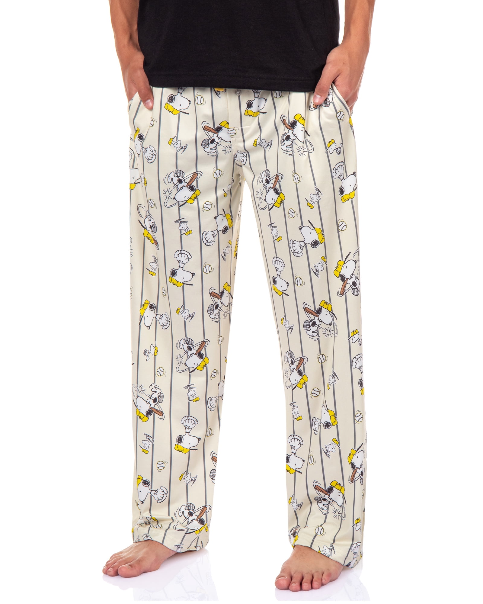Peanuts Pajama Pants Mens Snoopy Baseball All Over Print Lounge Bottoms ...