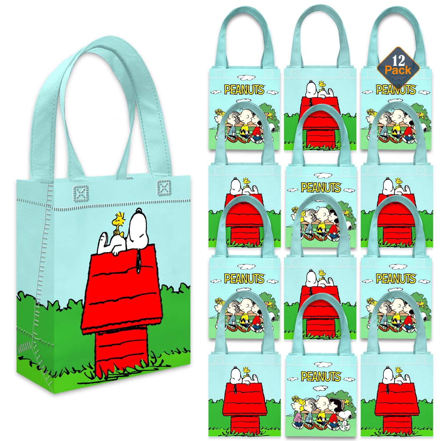 Peanuts Party Favor Bag Set – 12 Pack of 8" Snoopy Goodie Bags for Kids ...