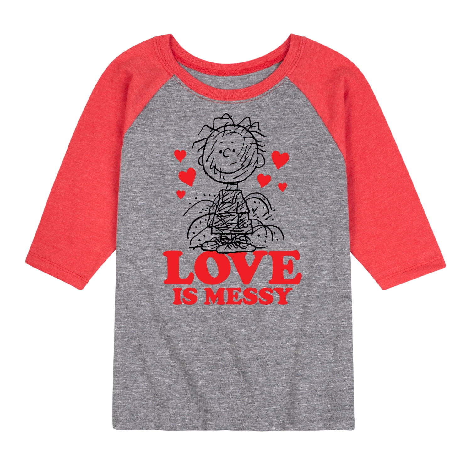 Peanuts - Pigpen Love Is Messy - Toddler And Youth Raglan Graphic T ...