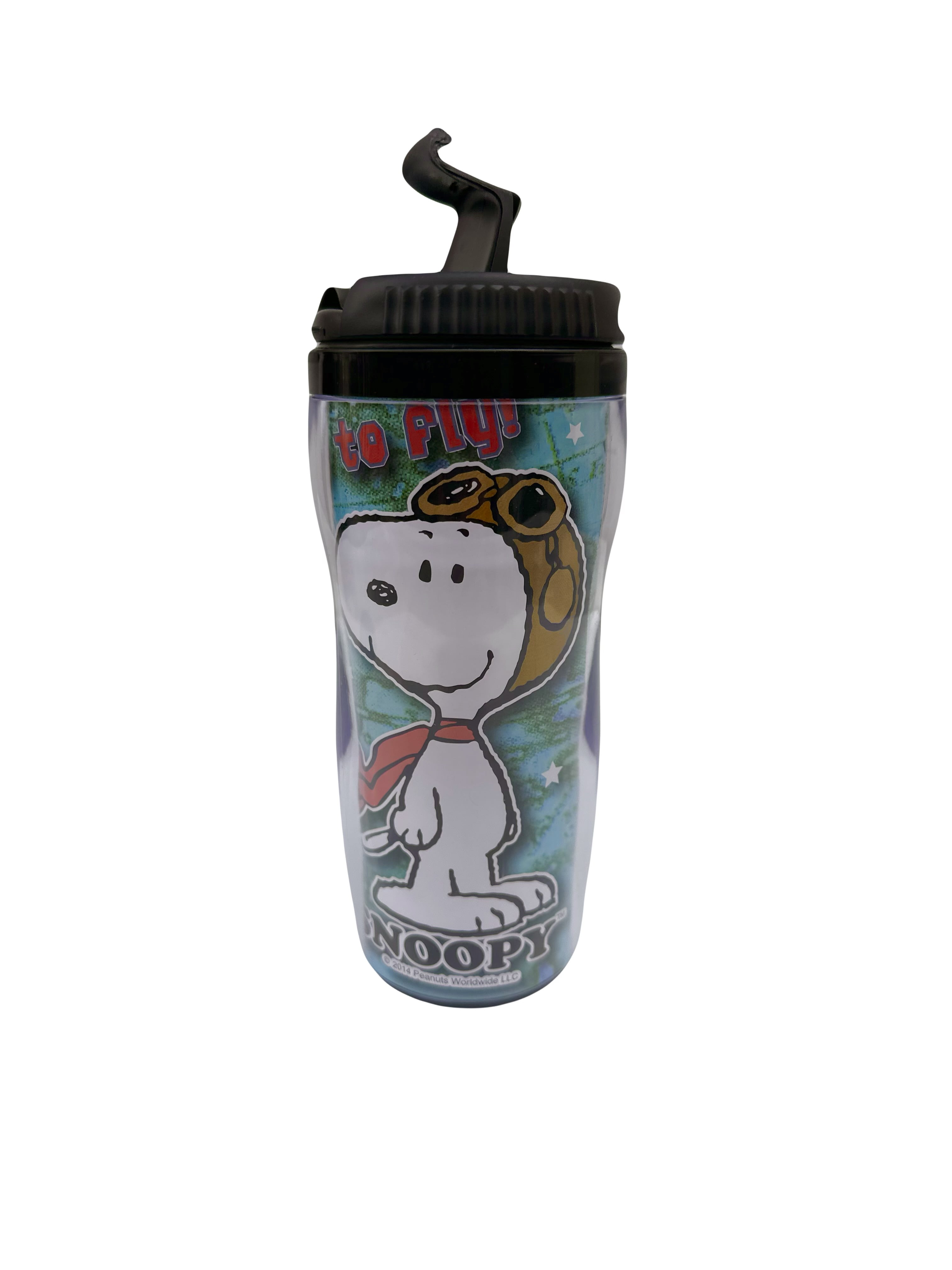 Peanuts Pilot Snoopy Blue Colored Portable Insulated Coffee Mug ...