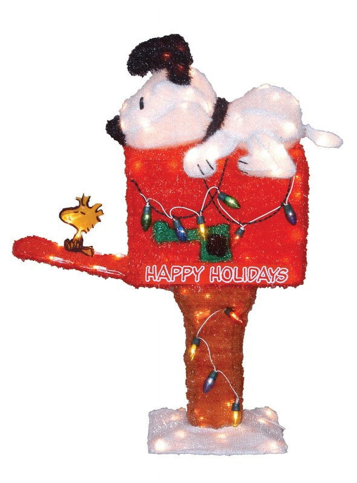 Product Works 36-Inch Pre-Lit Snoopy & Woodstock Holiday Mailbox ...