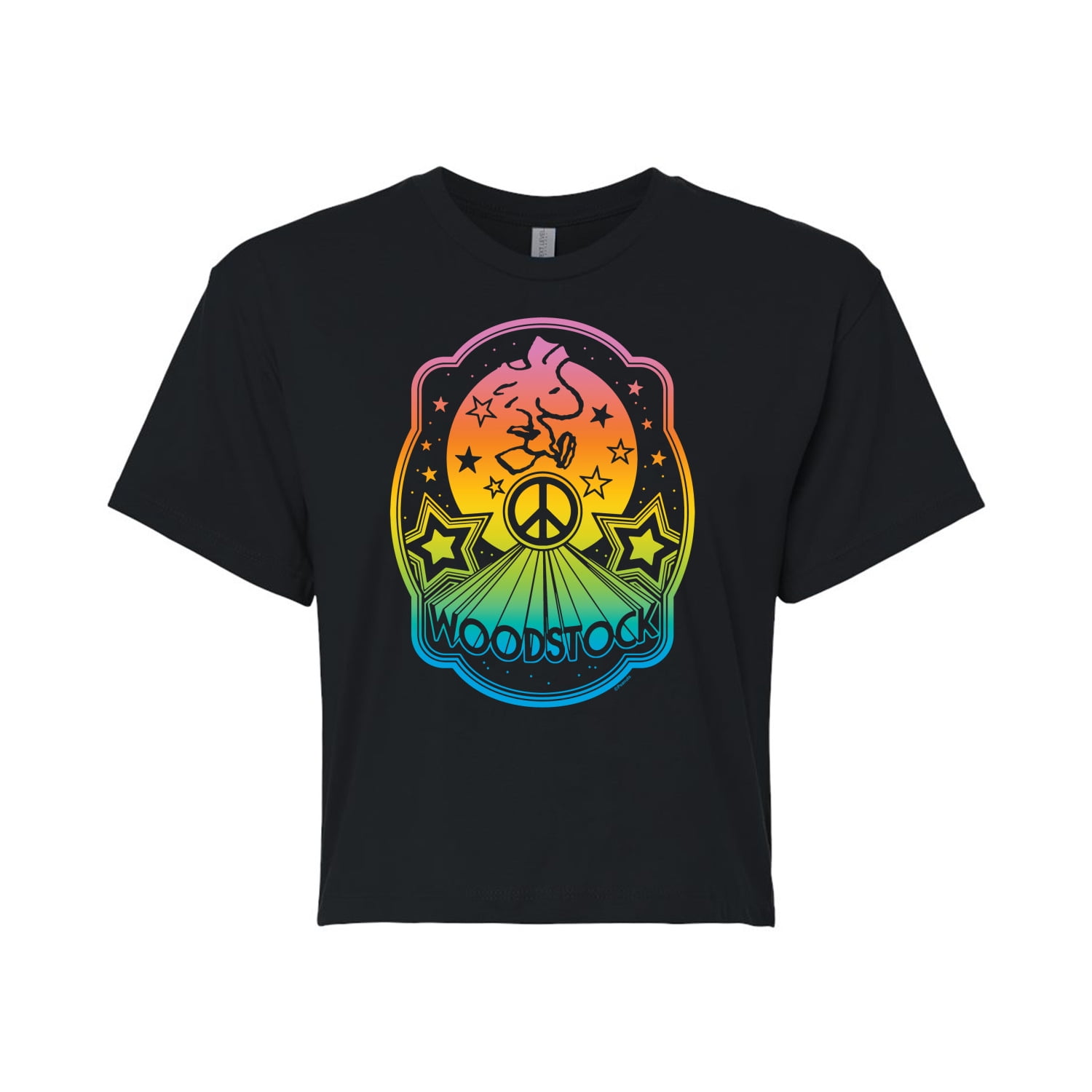 Peanuts - Psychedelic Color Burst Woodstock - Peace - Juniors Cropped ...