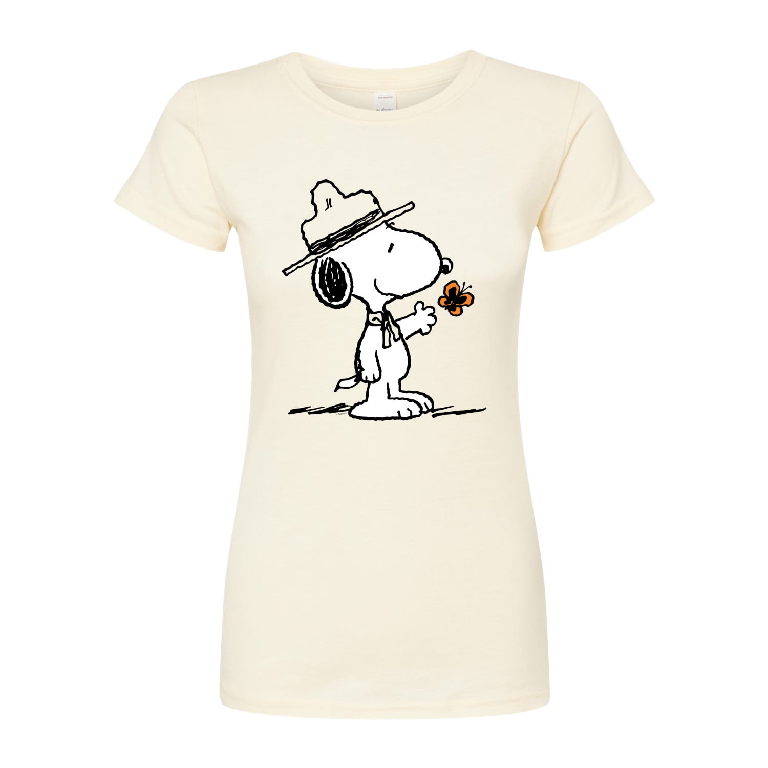 Peanuts - Ranger Snoopy And Butterfly - Juniors Fitted Graphic T-Shirt ...