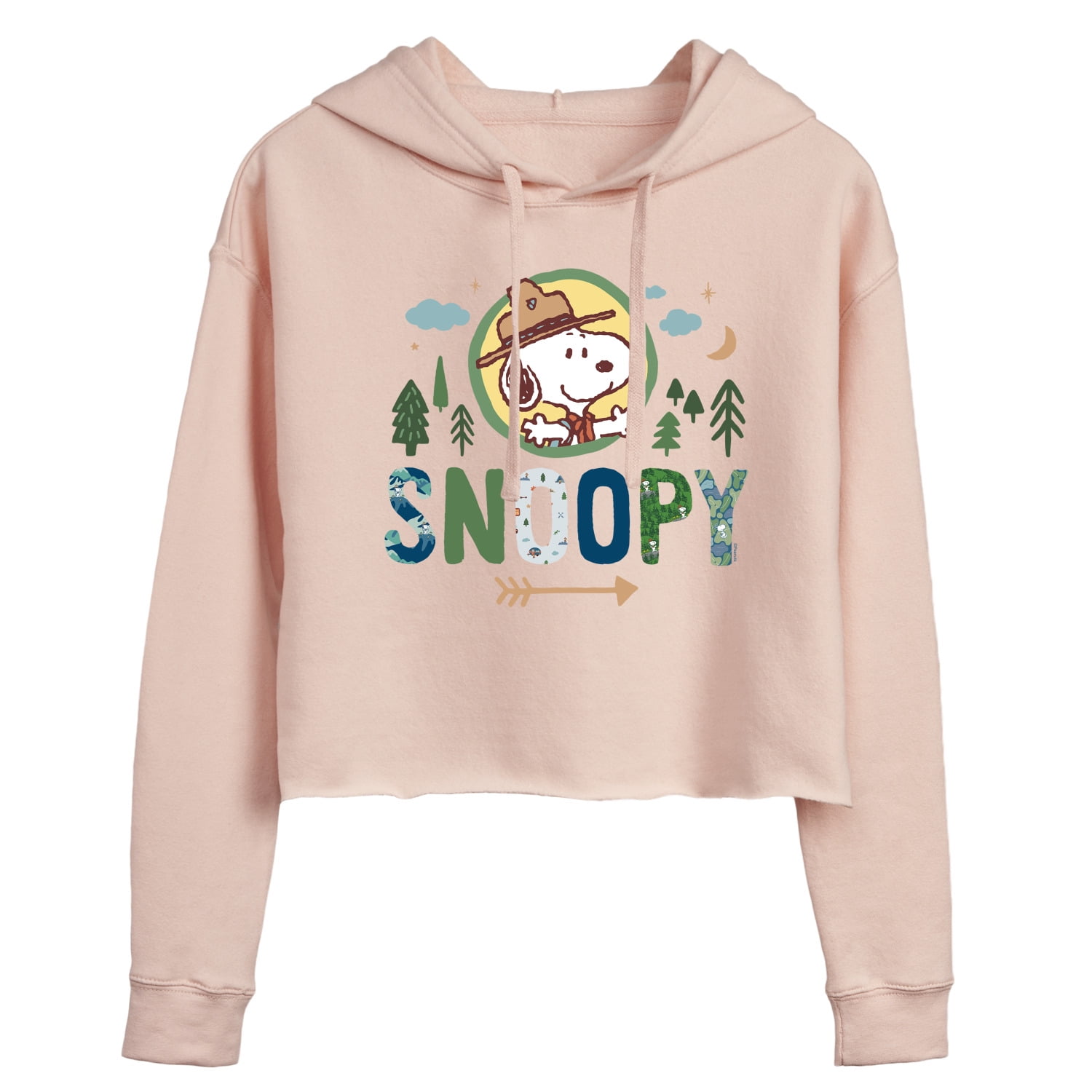 Peanuts - Ranger Snoopy - Juniors Cropped Pullover Hoodie - Walmart.com
