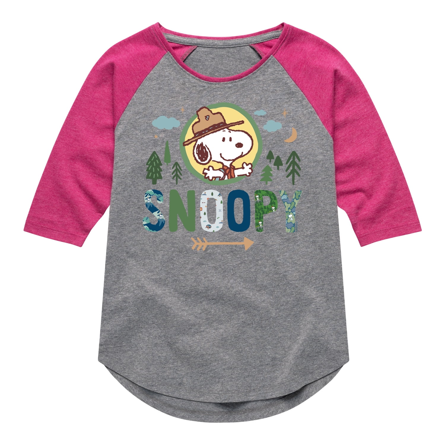 Peanuts - Ranger Snoopy - Toddler And Youth Girls Raglan Graphic T ...