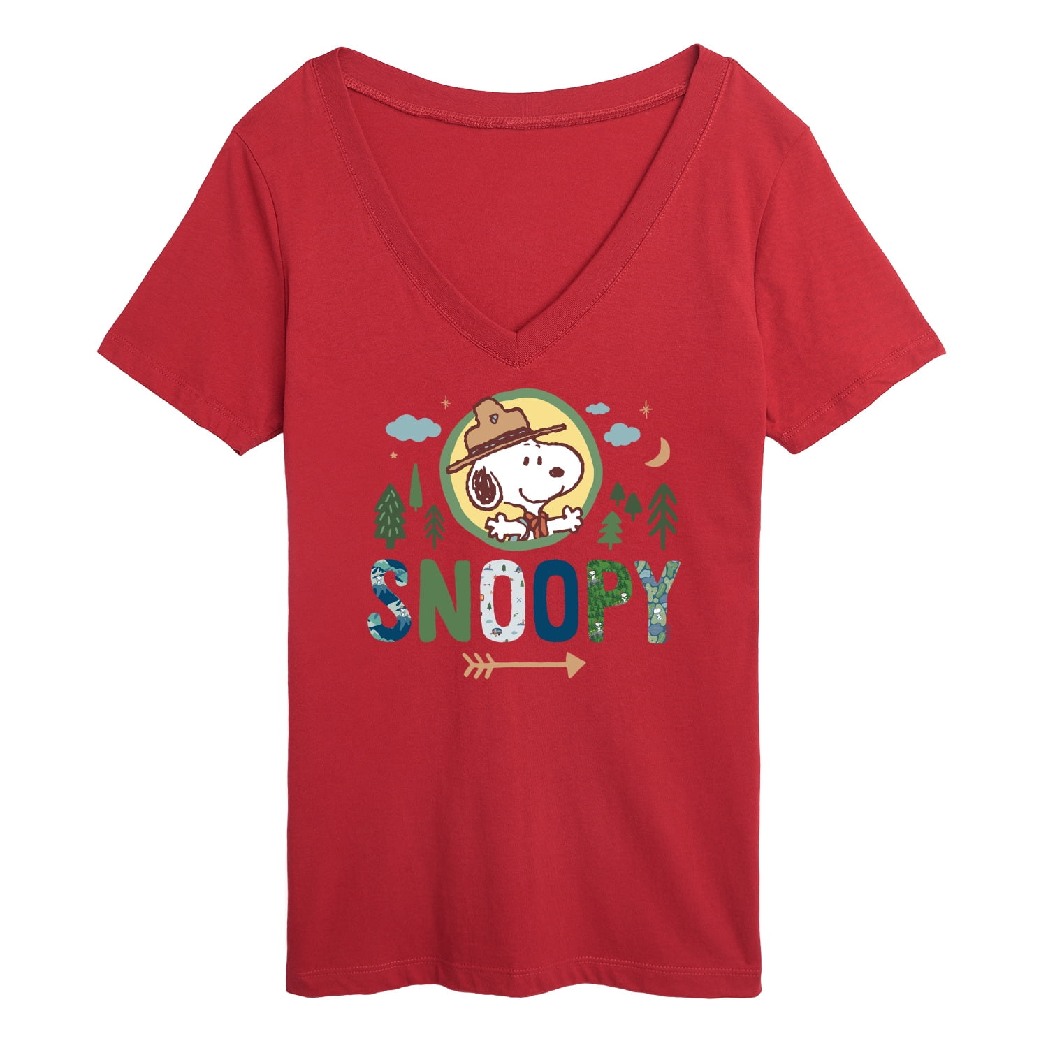 Peanuts - Ranger Snoopy - Women's Short Sleeve Graphic V-Neck T-Shirt ...