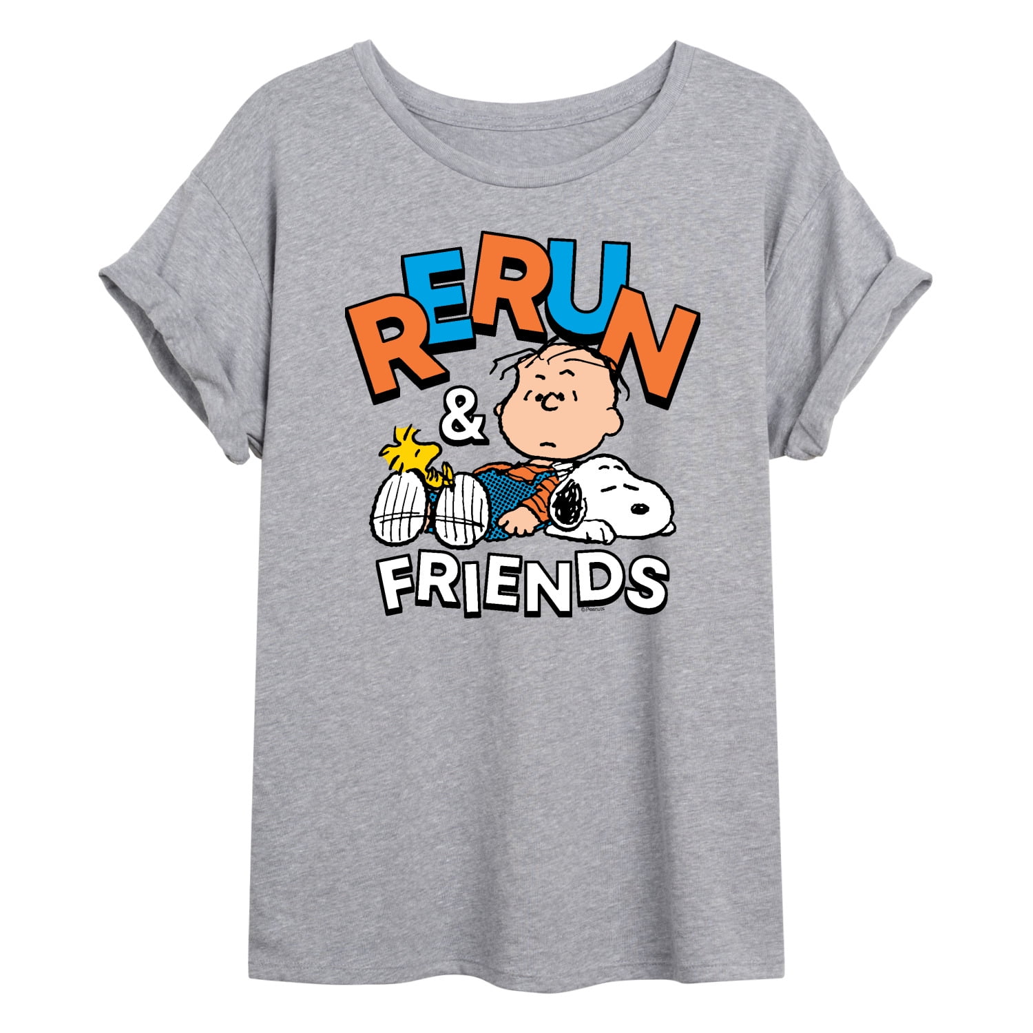 Peanuts - Rerun And Friends -Womens Oversized Graphic T-Shirt - Walmart.com