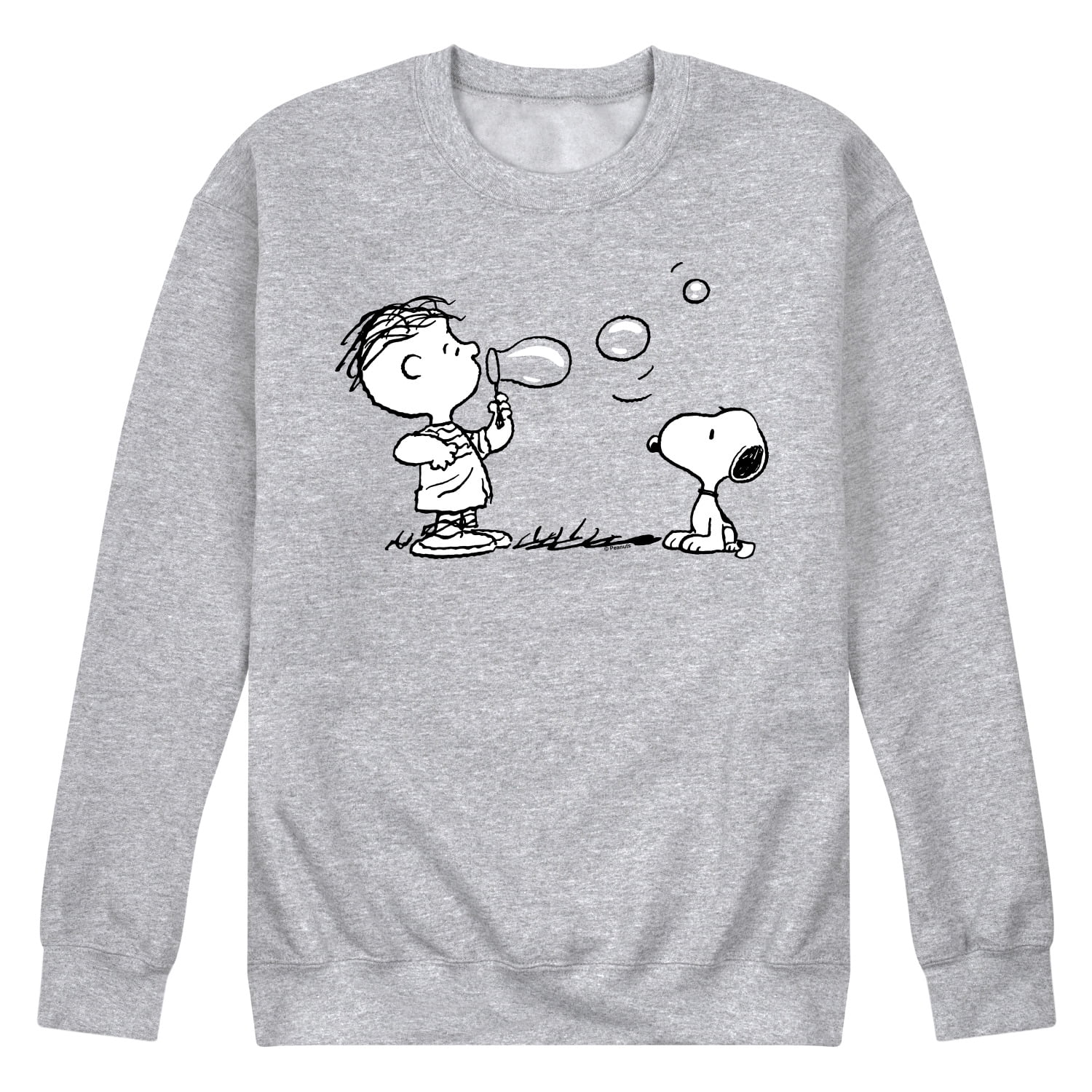 Peanuts - Rerun And Snoopy Bubbles - Men's Crew Neck Fleece Pullover ...