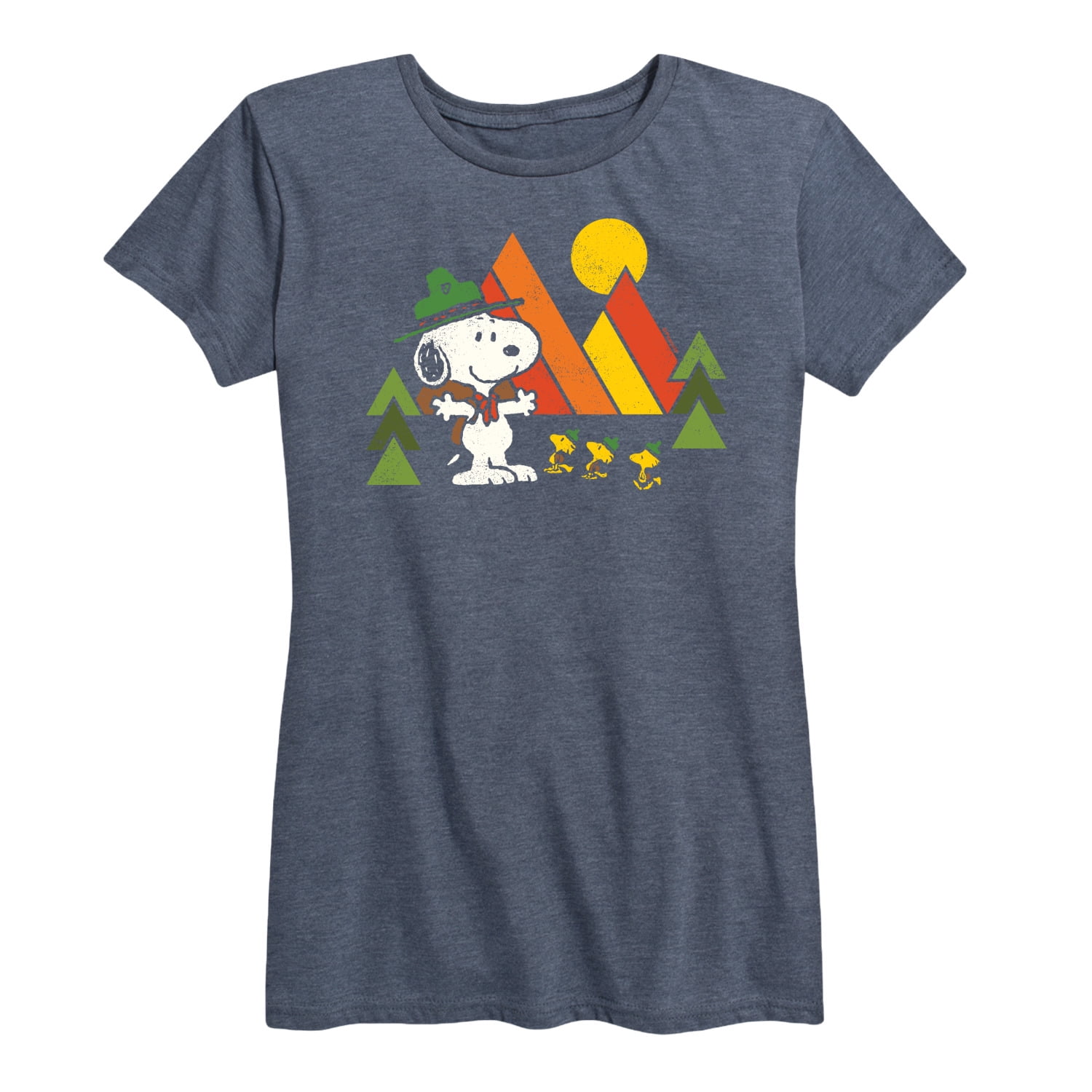 Peanuts - Retro Snoopy and Woodstock Forest - Women's Short Sleeve Graphic T-Shirt - Walmart.com