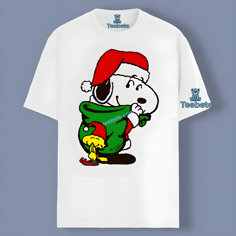 Peanuts Santa Claus Snoopy Woodstock Bring Gifts Shirt - Walmart.com