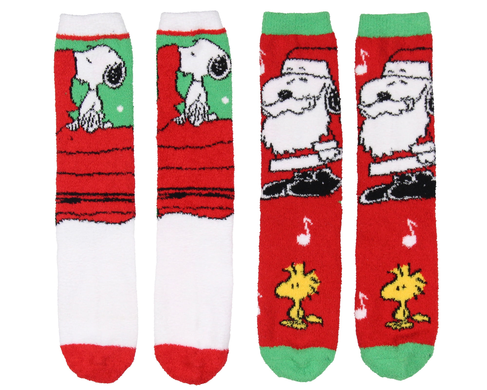 Peanuts Santa Snoopy And Woodstock Christmas Adult Fuzzy Plush Crew ...