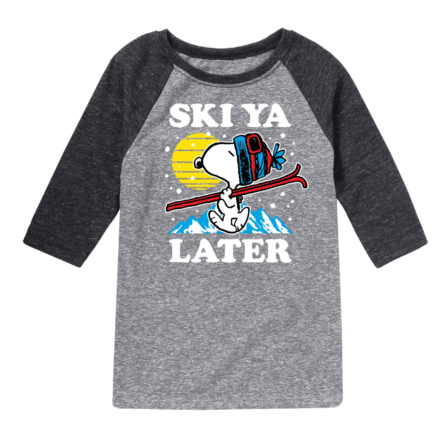 Peanuts - Snoopy Ski Ya Later - Toddler And Youth Raglan Graphic T ...