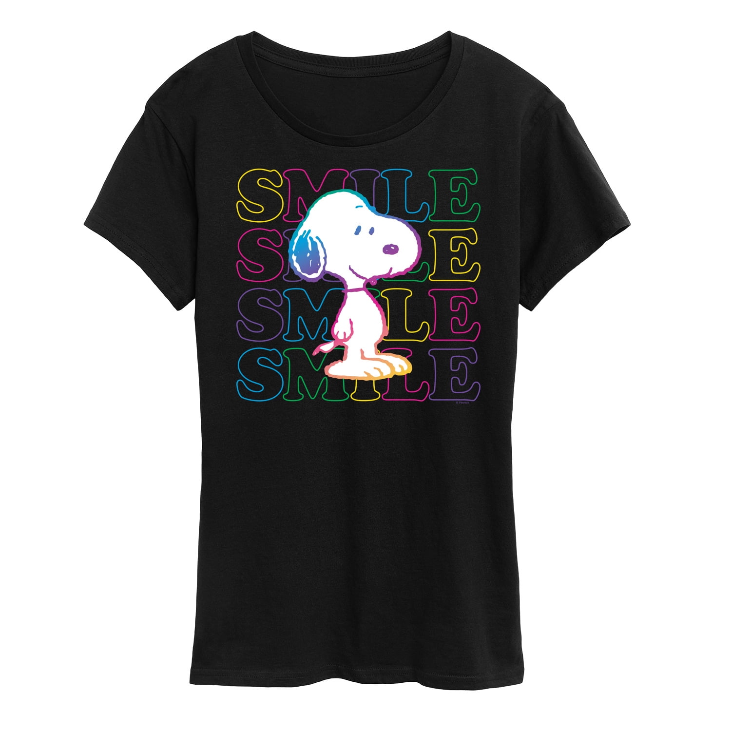 Peanuts - Smile Rainbow Snoopy - Women's Short Sleeve Graphic T-Shirt ...