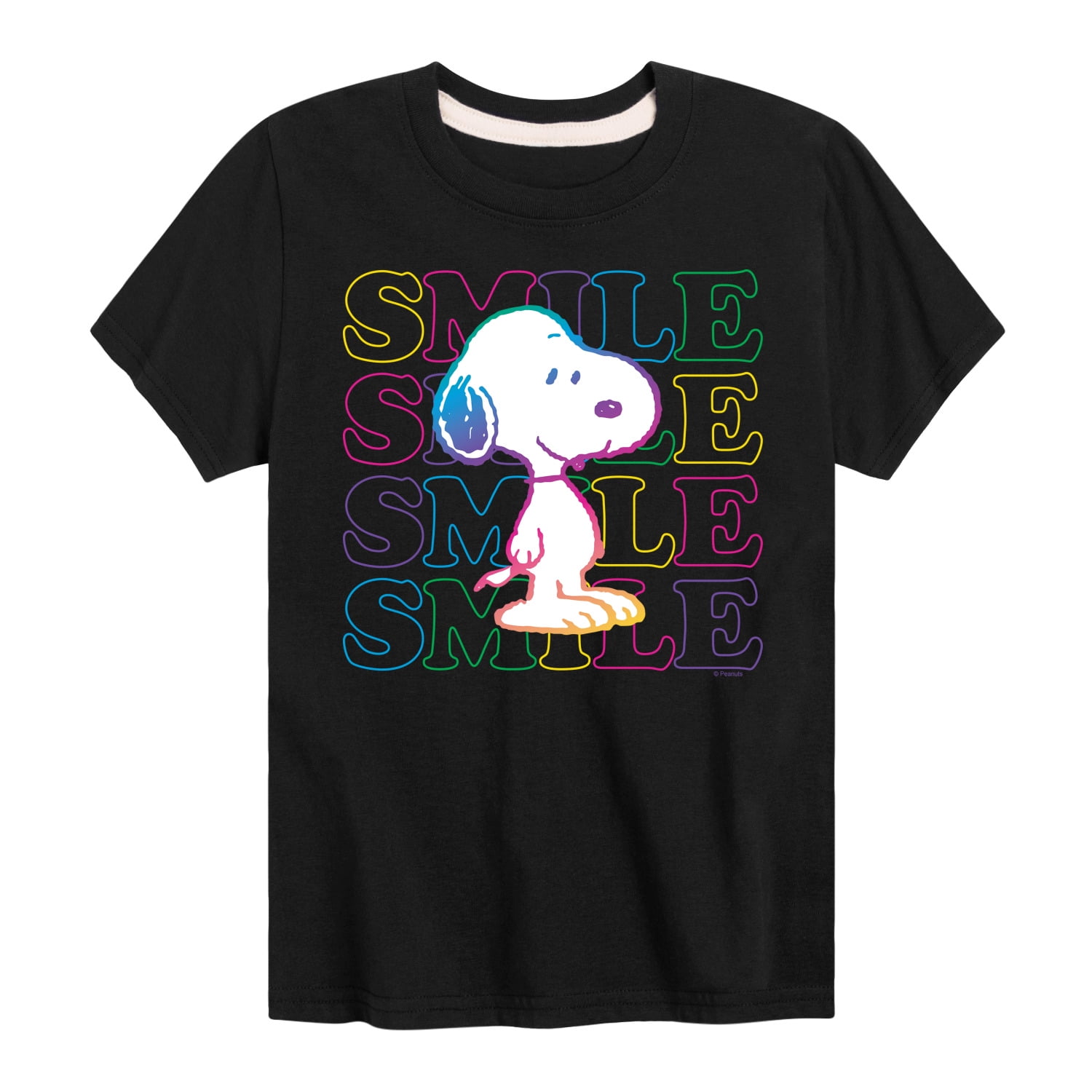 Peanuts - Smile Rainbow Snoopy - Youth Short Sleeve Tee - Walmart.com