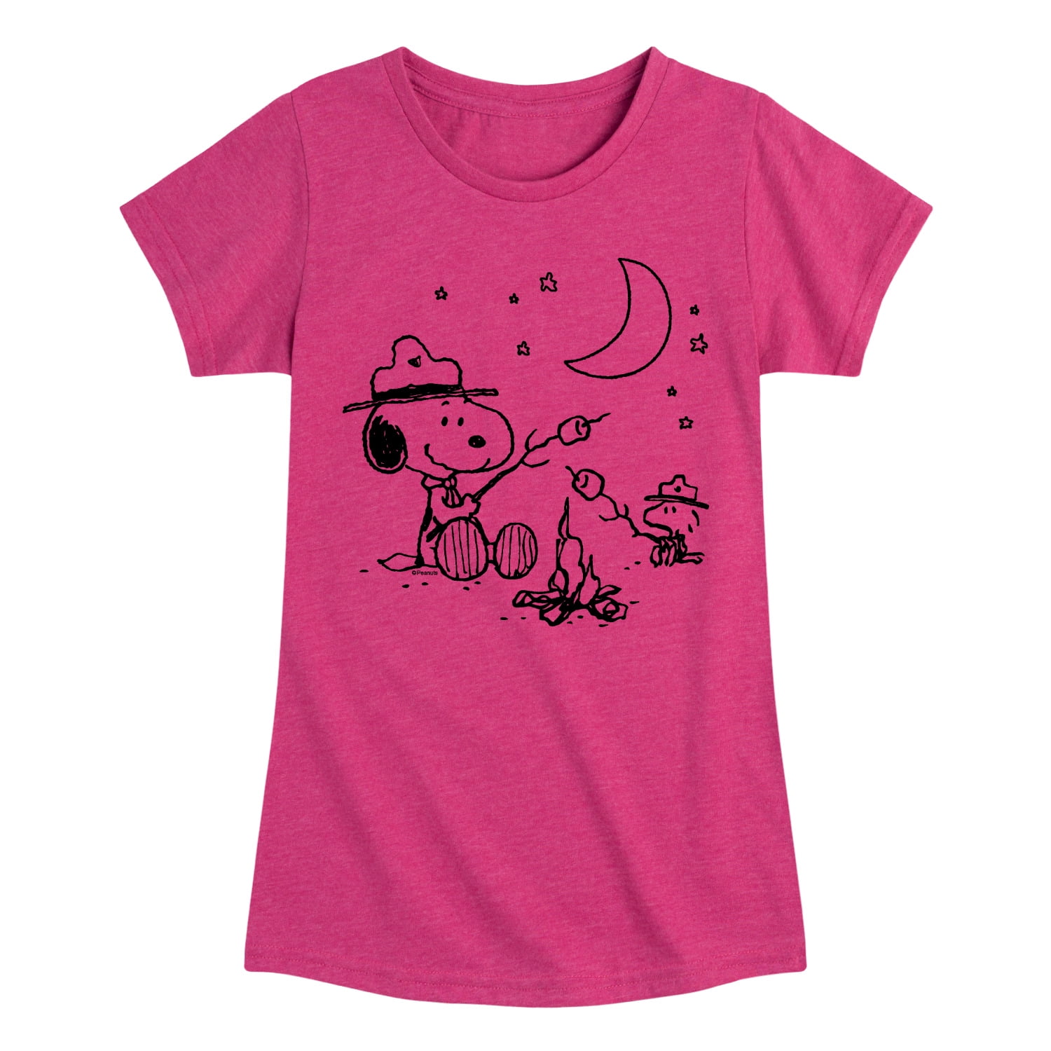 Peanuts - Snooping Camping - Toddler And Youth Girls Short Sleeve ...