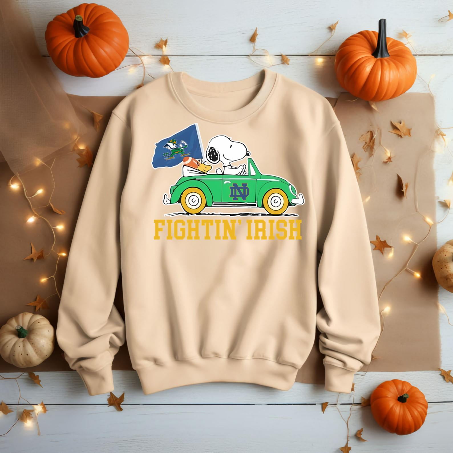 Peanuts Snoopy And Woodstock X Notre Dame Football Driving Car Shirt ...