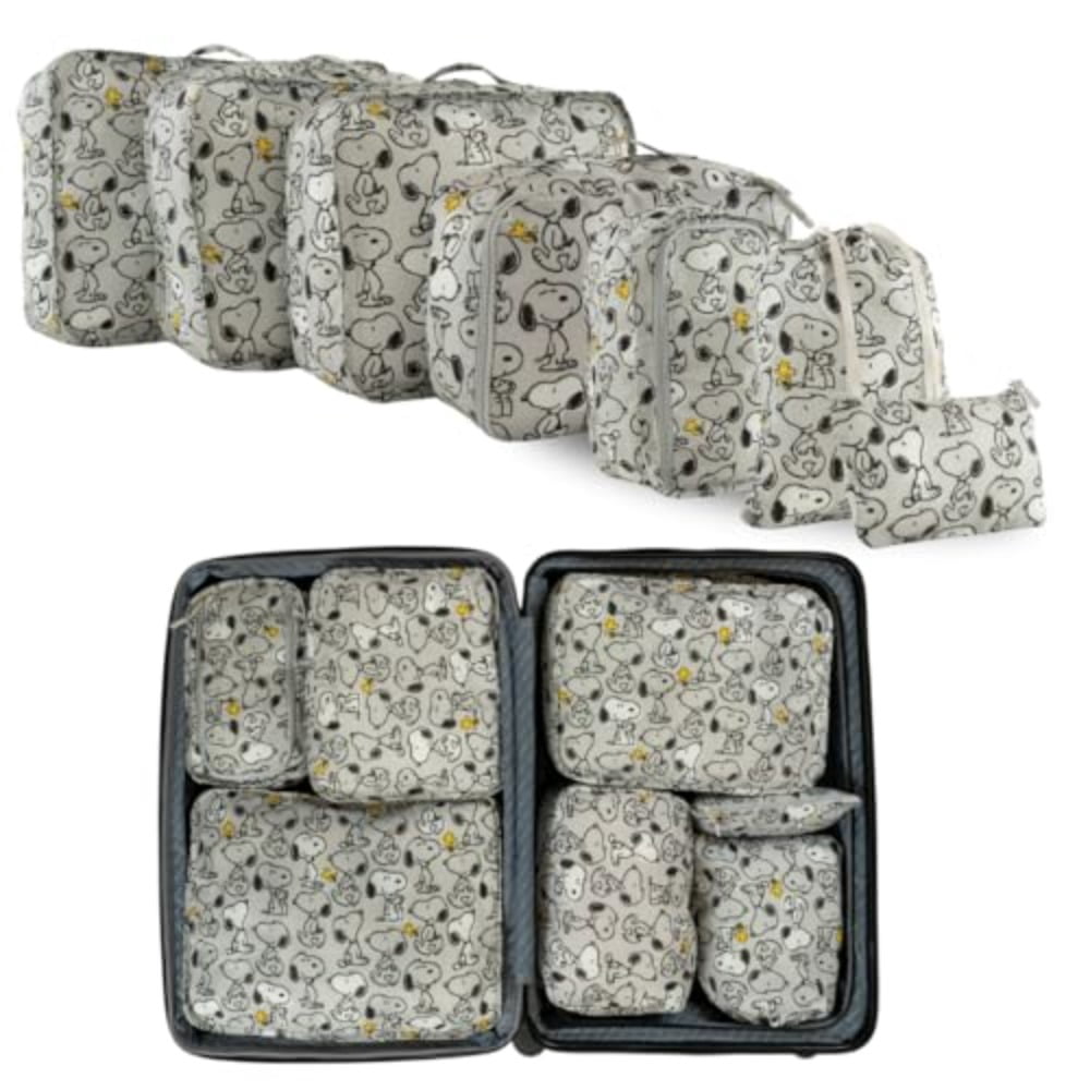 Peanuts Snoopy Beauty 7 Piece Soft Storage Organization Packing Cubes ...