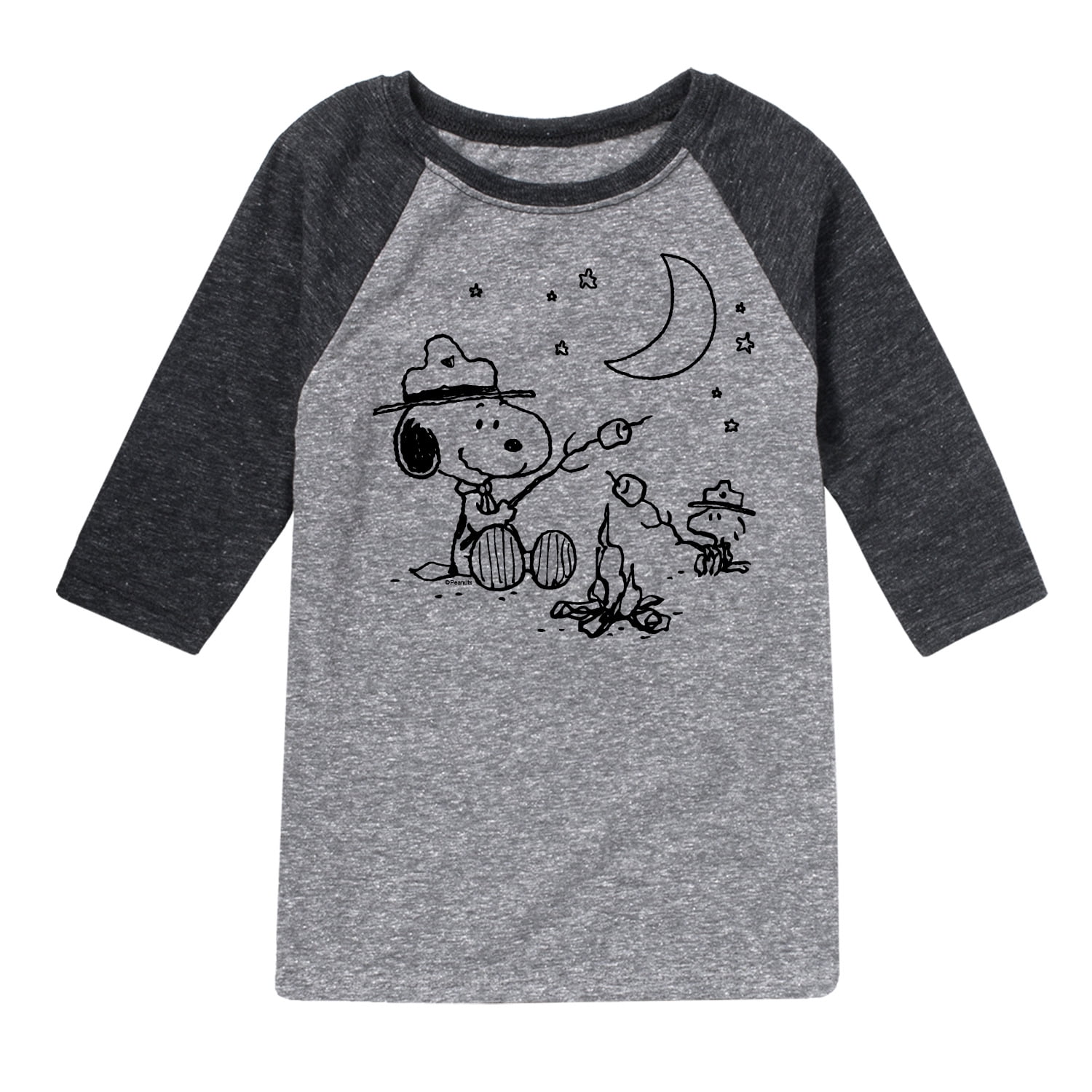 Peanuts - Snoopy Camping - Toddler And Youth Raglan Graphic T-Shirt ...