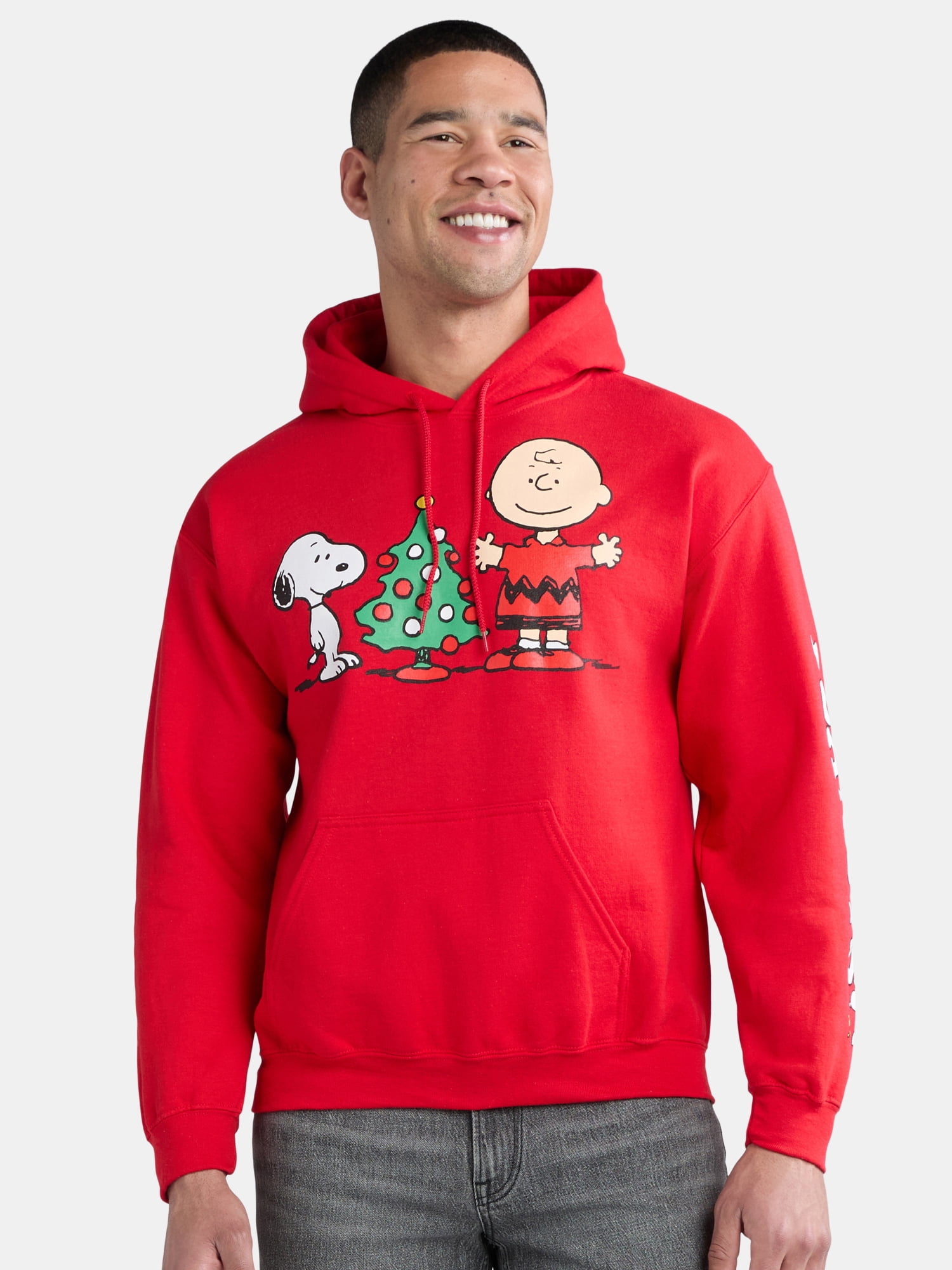Peanuts Snoopy and Charlie Brown Men's Holiday Graphic Hoodie with Long ...