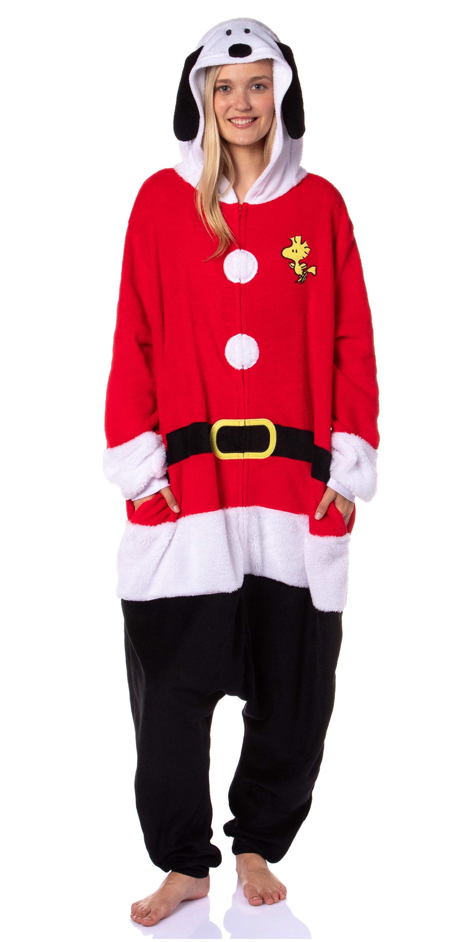Peanuts Snoopy Christmas Mens' Hooded Union Suit Costume Sleep Pajama ...