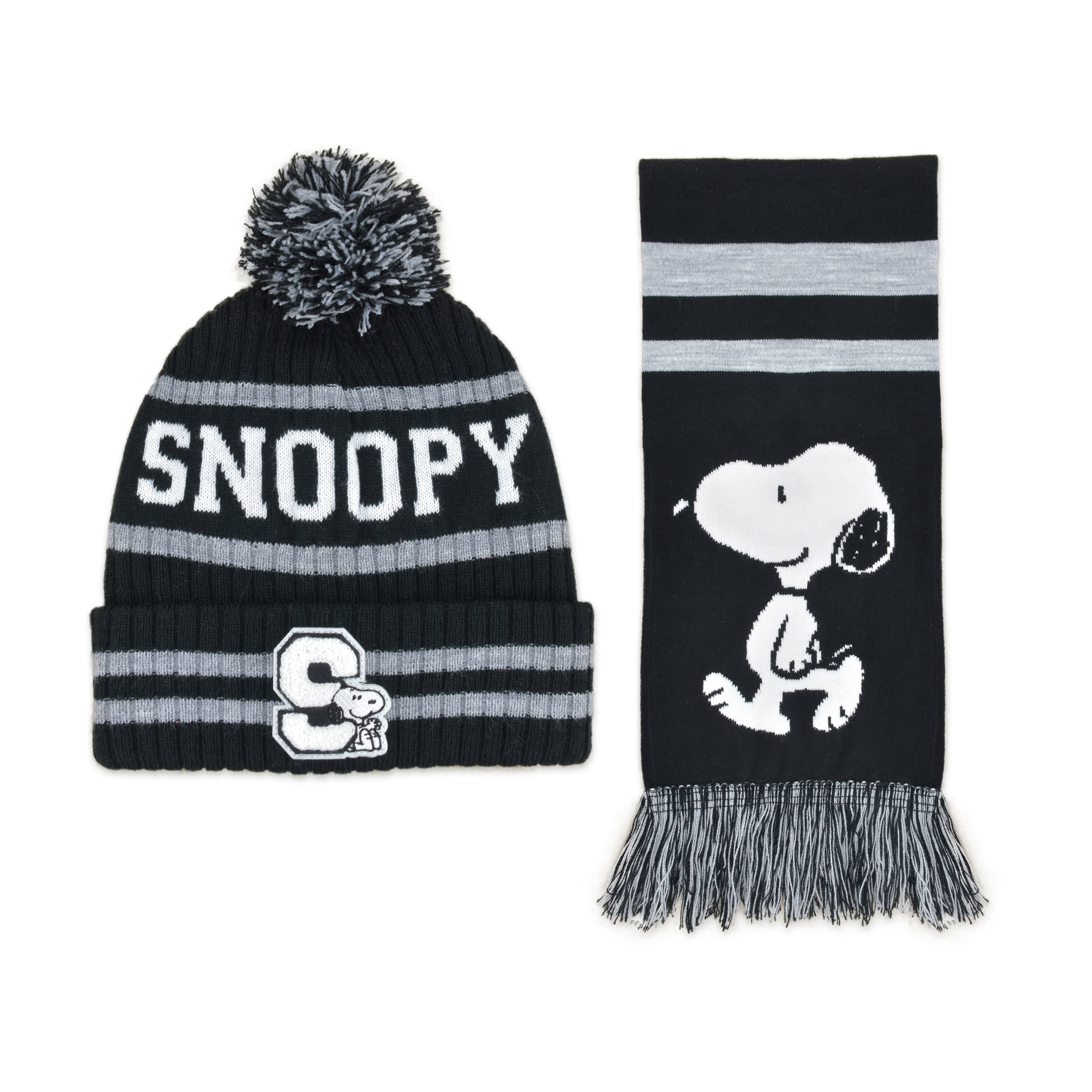 Peanuts Snoopy Collegiate Winter Beanie and Scarf Set - Walmart.com