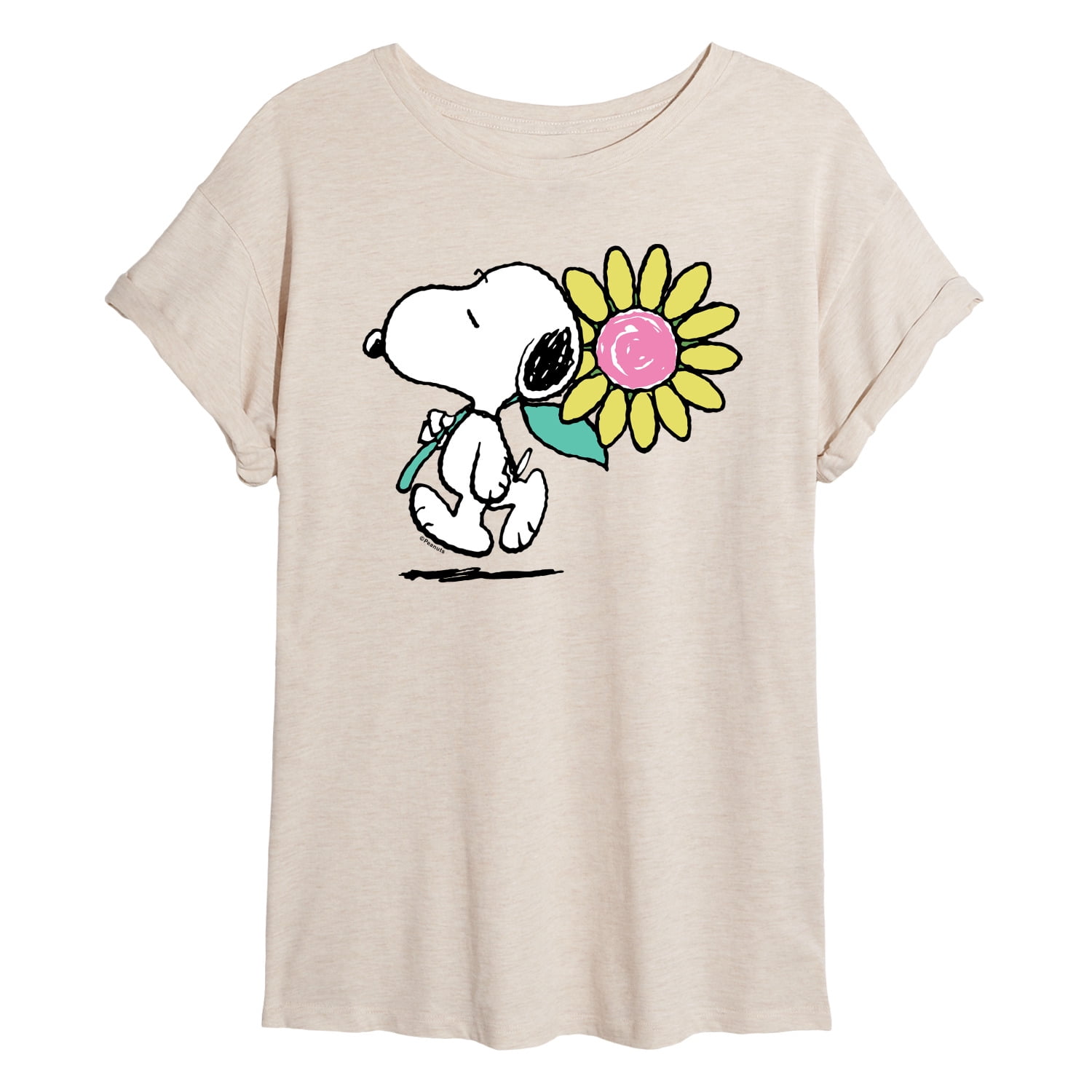 Peanuts - Snoopy Daisy - Juniors Oversized Graphic T-Shirt - Walmart.com