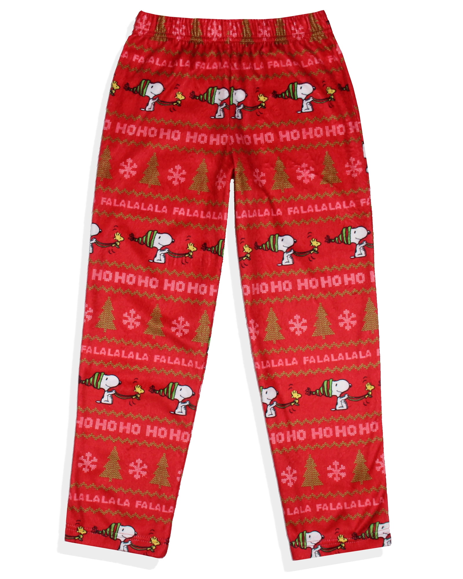 Peanuts Snoopy Girl's Christmas Sweater Sleep Tossed Print Pajama Pants ...