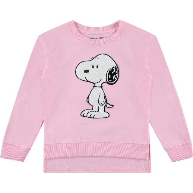 Peanuts Snoopy Girls Pullover Sweatshirt with Chenille Patch - Big ...